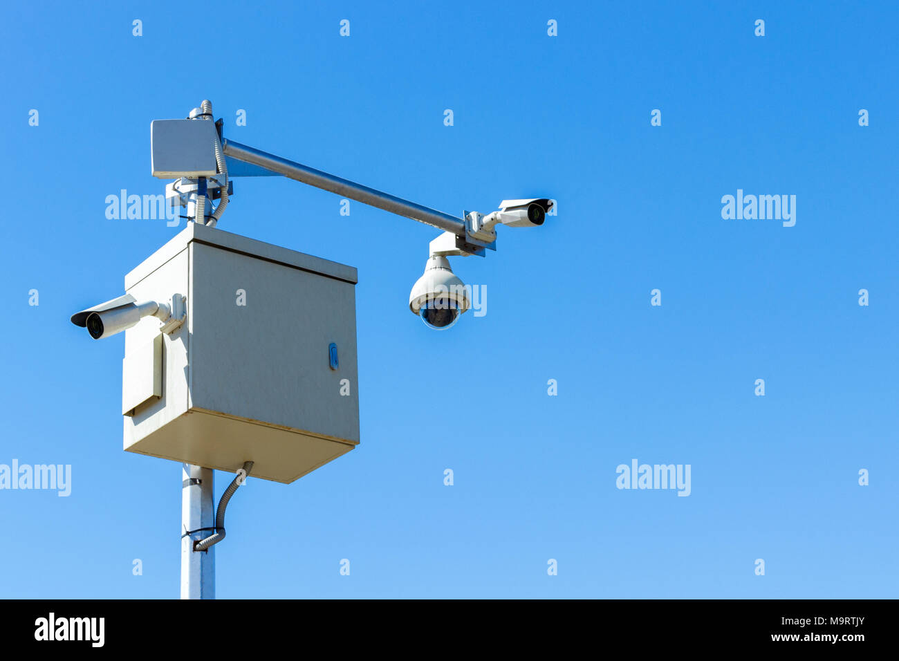 cctv camera on sky background Infrared camera and zoom tracking system ...