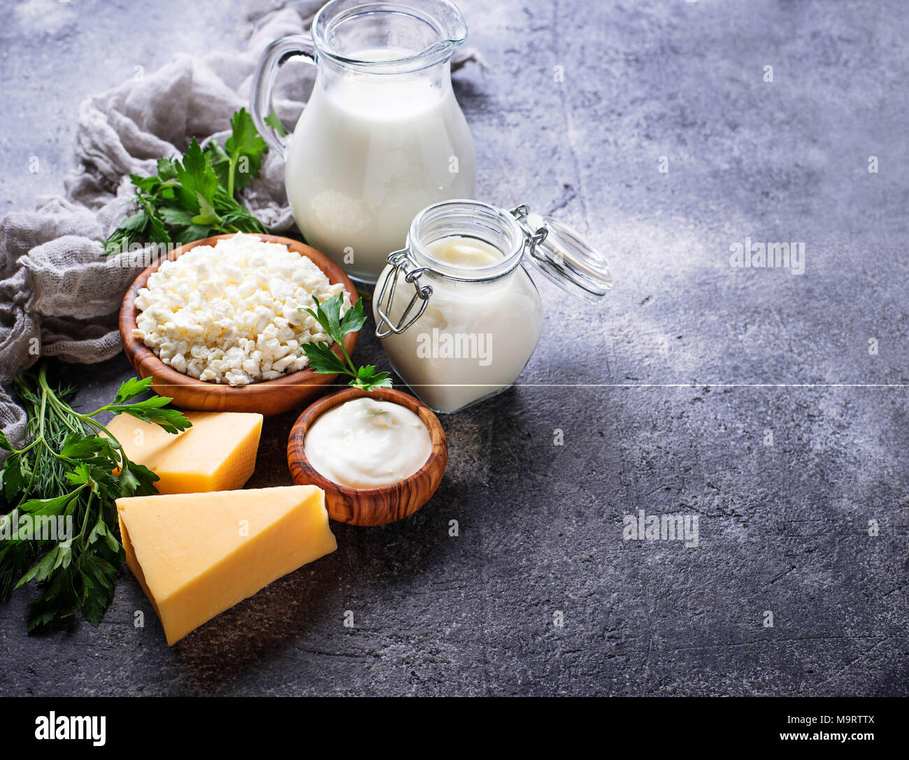 Dairy product assortment hi-res stock photography and images - Alamy