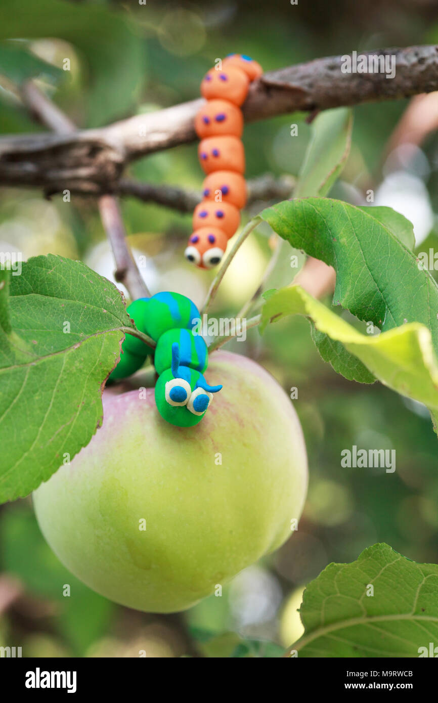 Plasticine world - little homemade green and orange caterpillars is ...