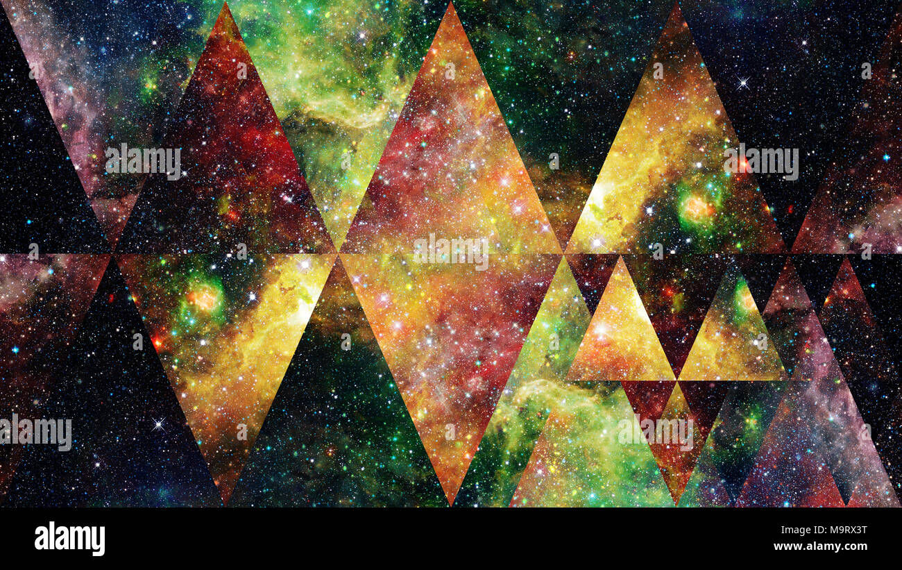 Universe, nebula, galaxy and the sacred geometry collage. Abstract ...