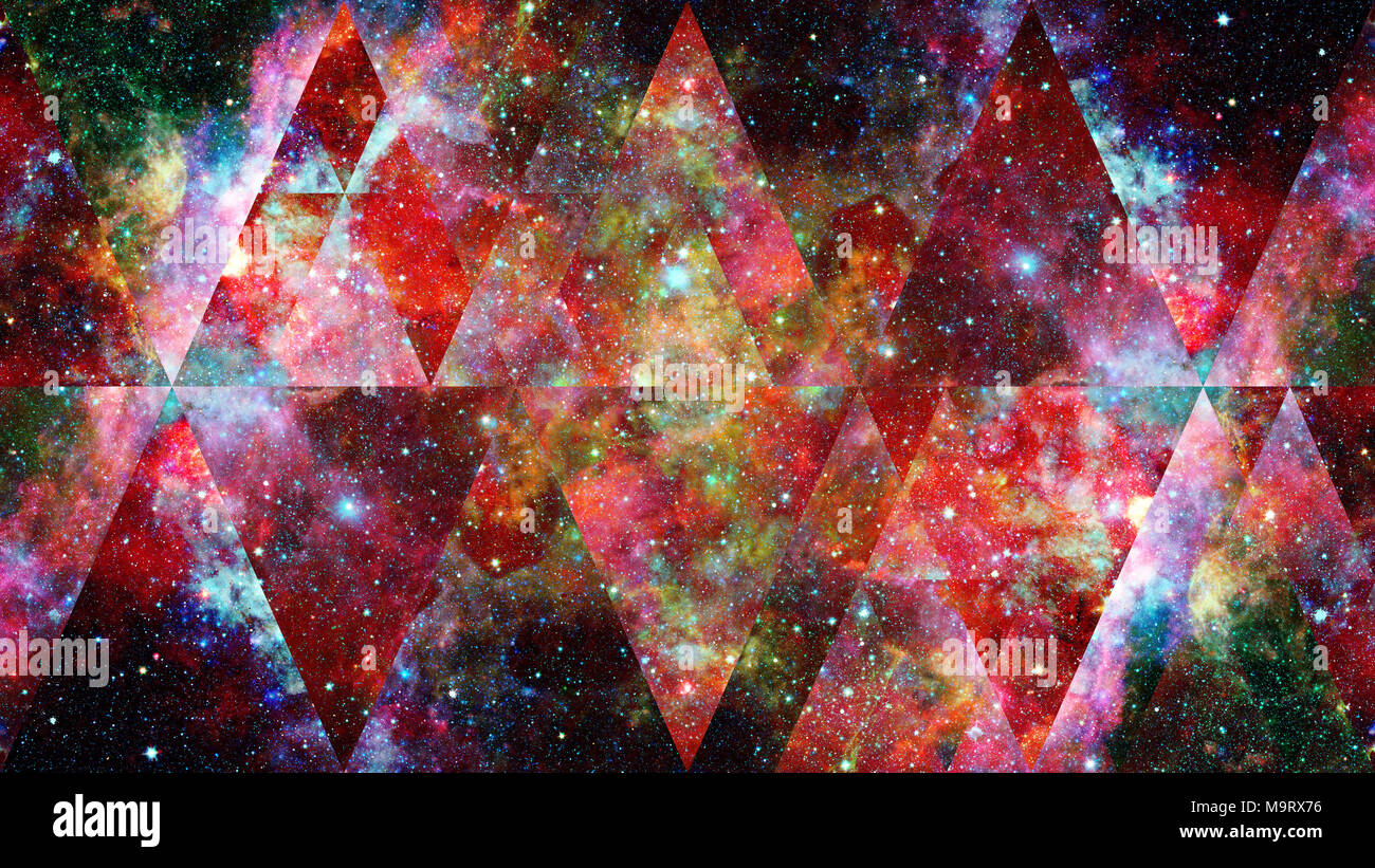 Universe, nebula, galaxy and the sacred geometry collage. Abstract ...