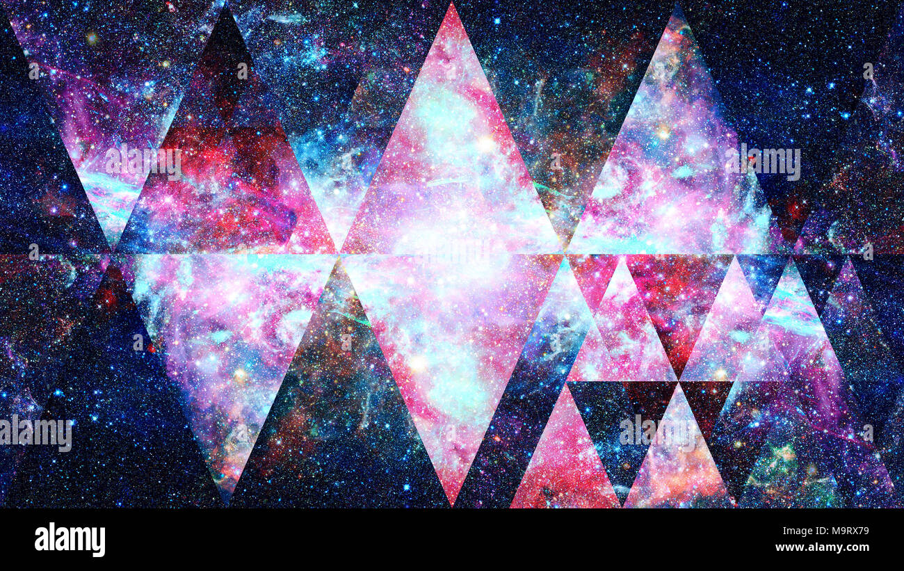 Universe, nebula, galaxy and the sacred geometry collage. Abstract ...