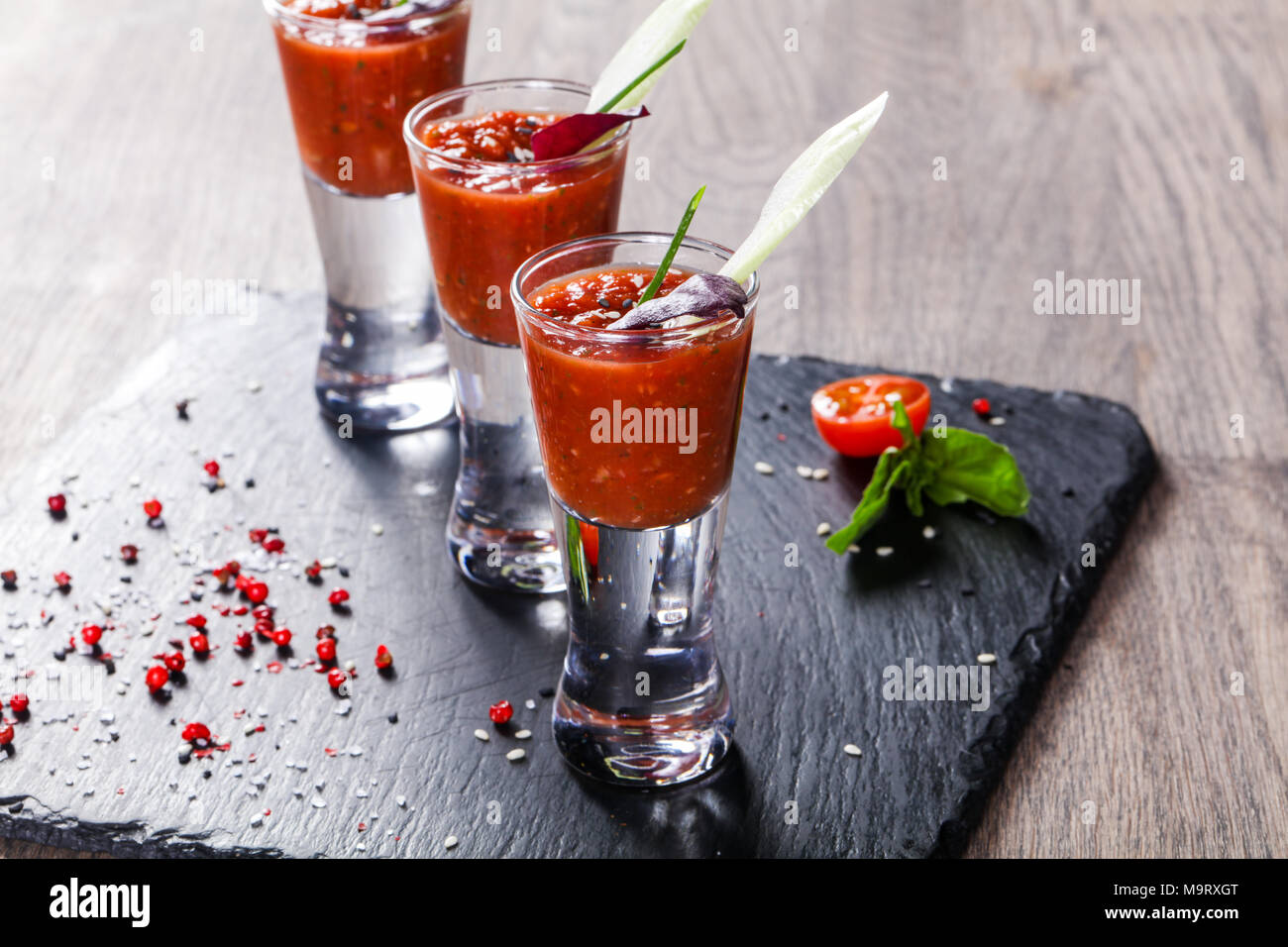 Spanish Gazpacho soup with celery Stock Photo - Alamy