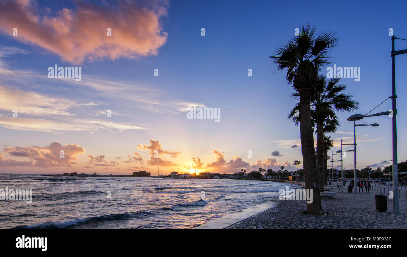 Paphos Sunset - Cyprus Stock Photo - Alamy
