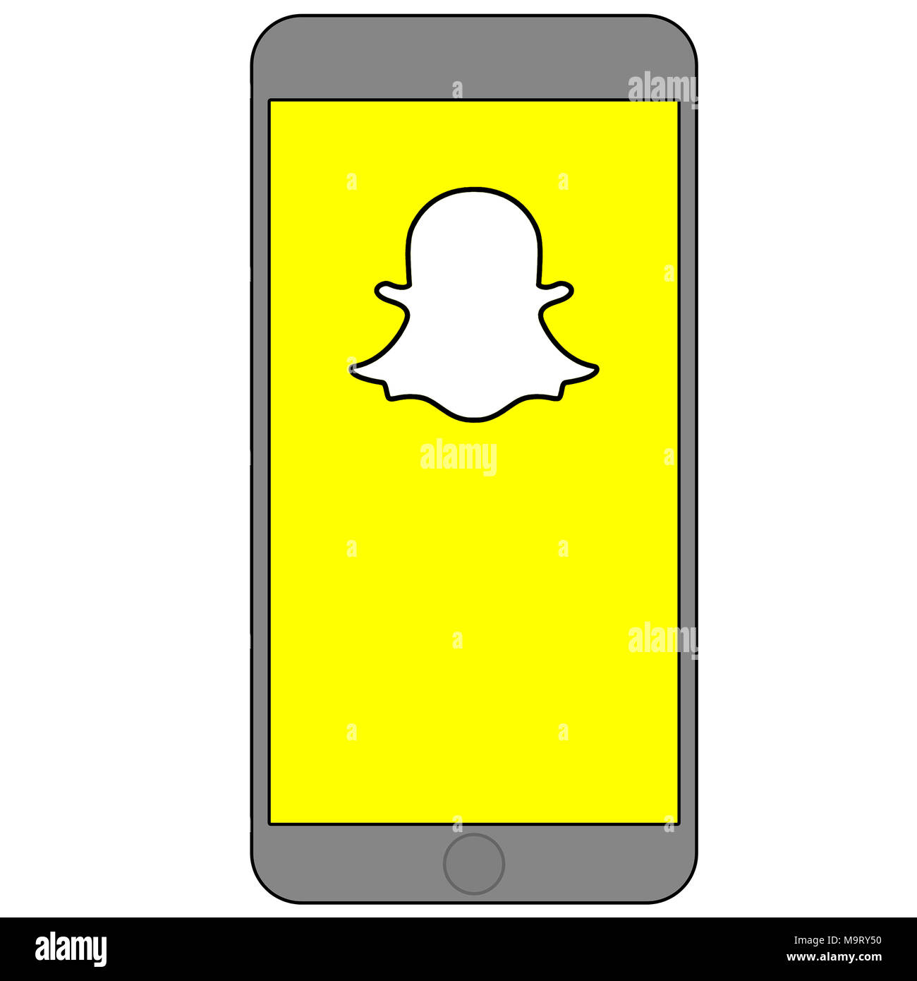Illustration, smartphone with snapchat on screen Stock Photo - Alamy