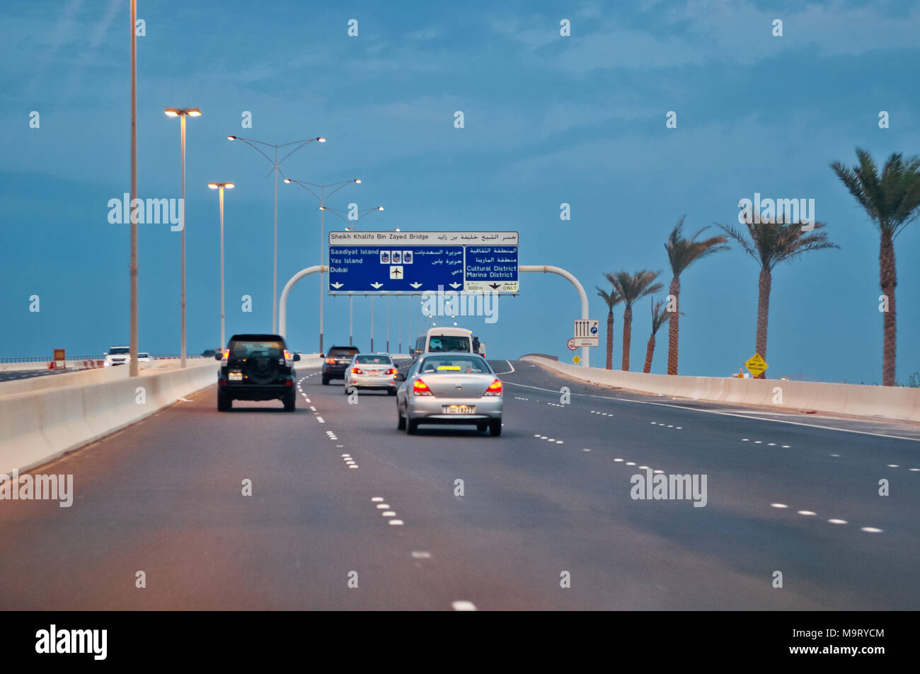 Highway E12 from Abu Dhabi downtown to Yas island, UAE 2012-11-20 Stock ...