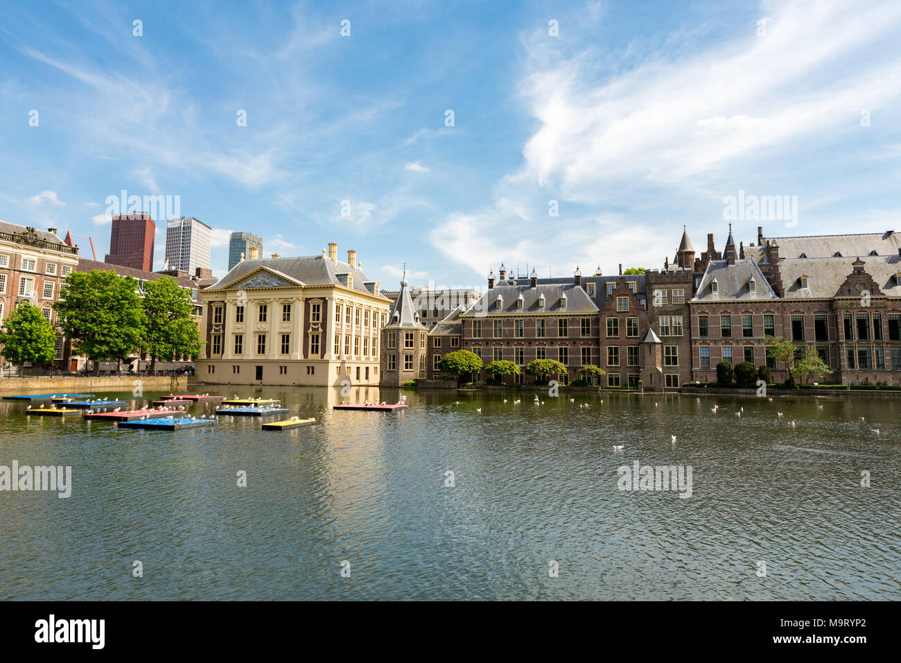 The building of parliament, the Maurits museum and skyscrapers in the ...