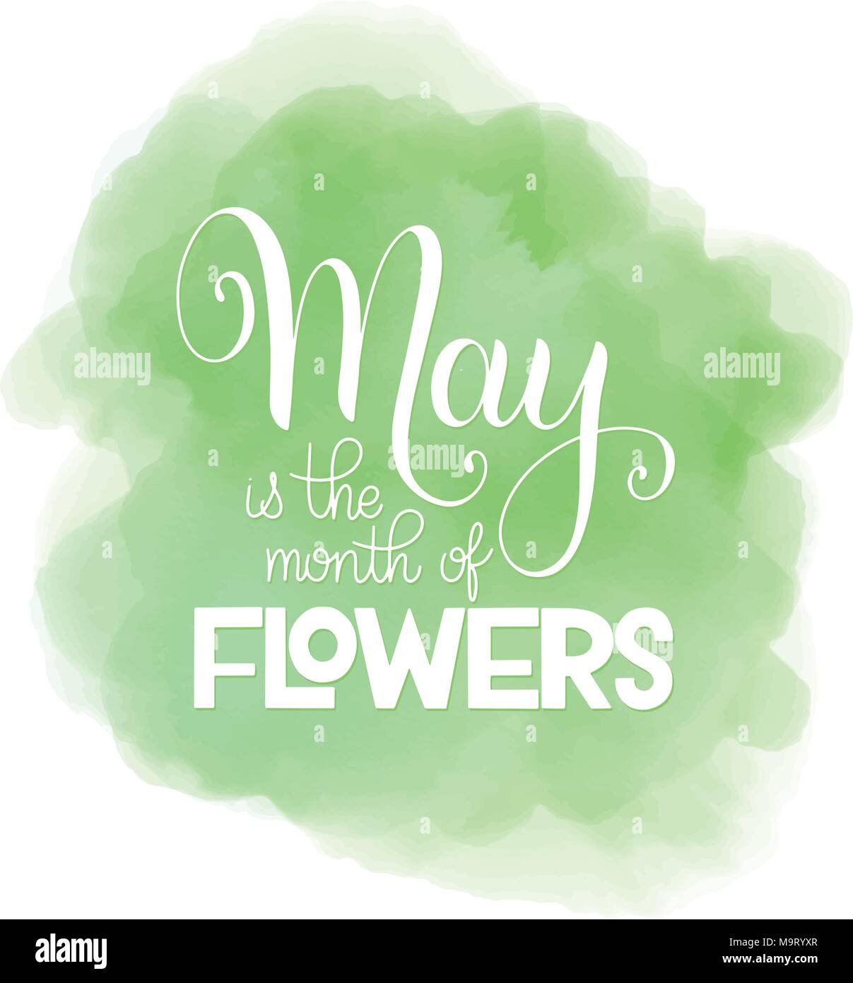 May is the month of flowers lettering. Elements for invitations ...