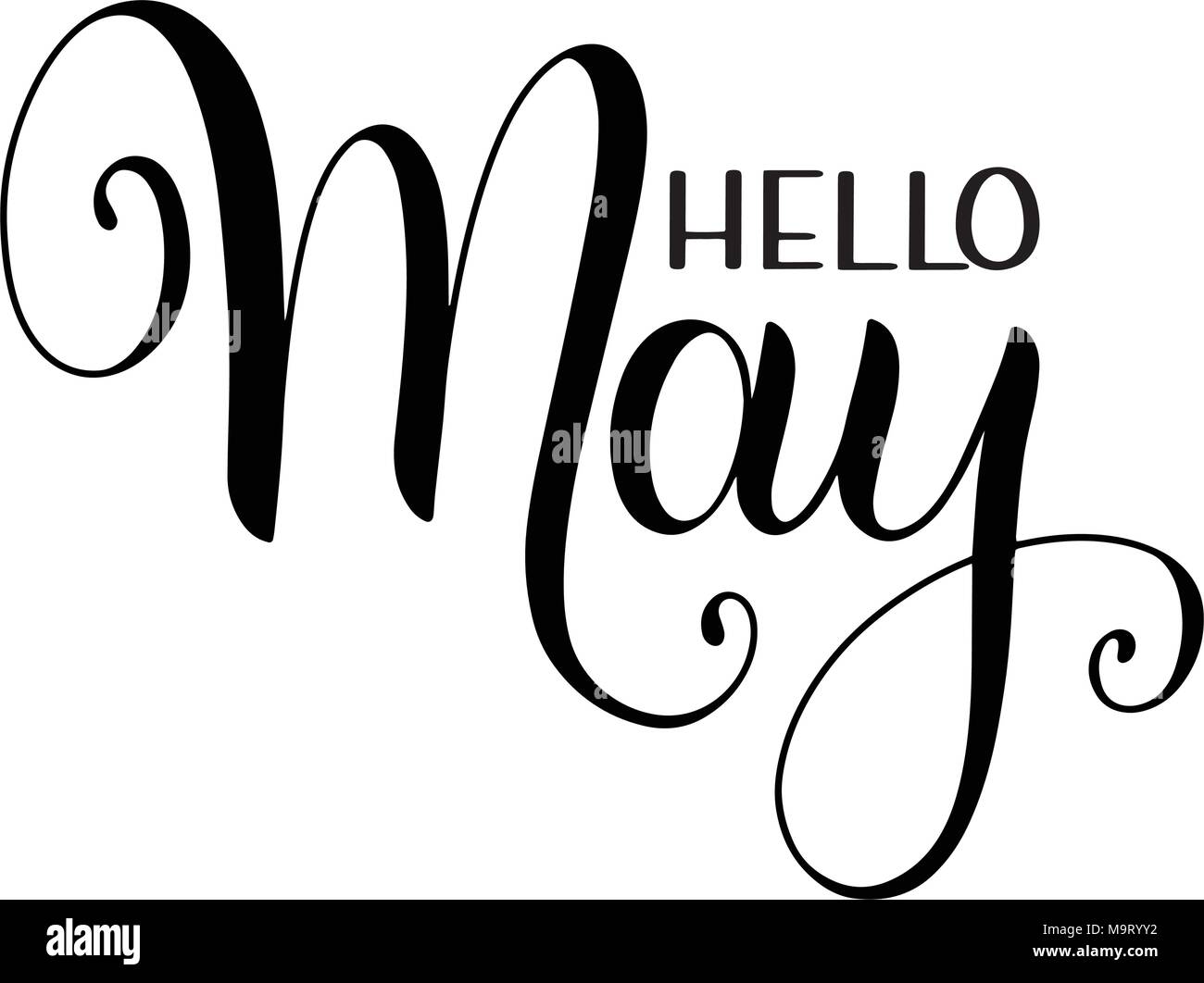 Hello May lettering. Elements for invitations, posters, greeting cards ...
