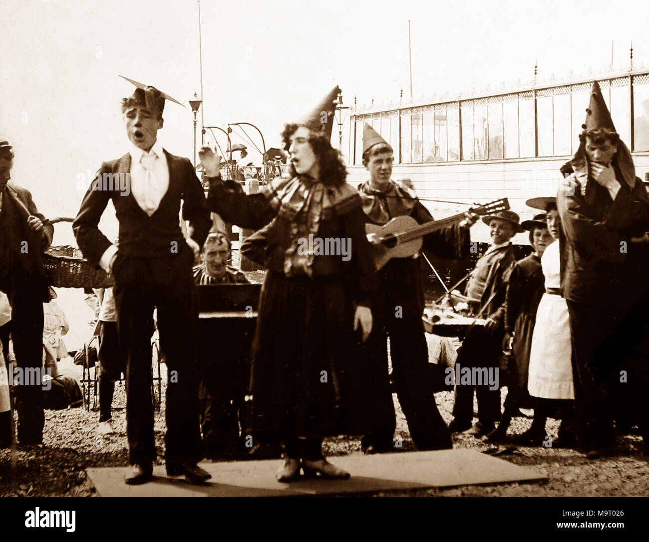Beach entertainers, Portsmouth, early 1900s Stock Photo - Alamy