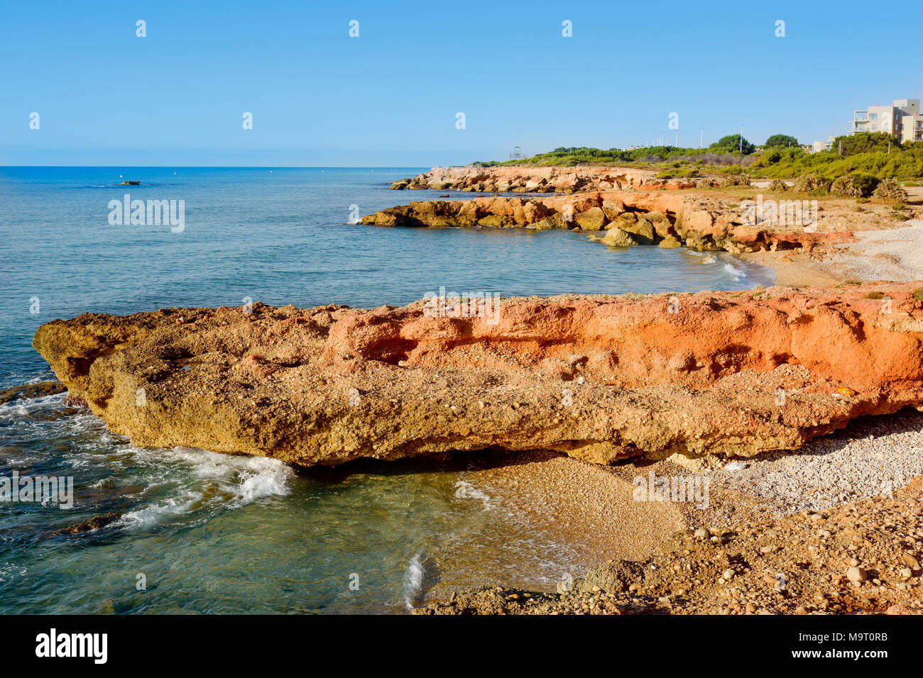 a view of the Playa del Moro beach in Alcossebre, in the Costa del ...