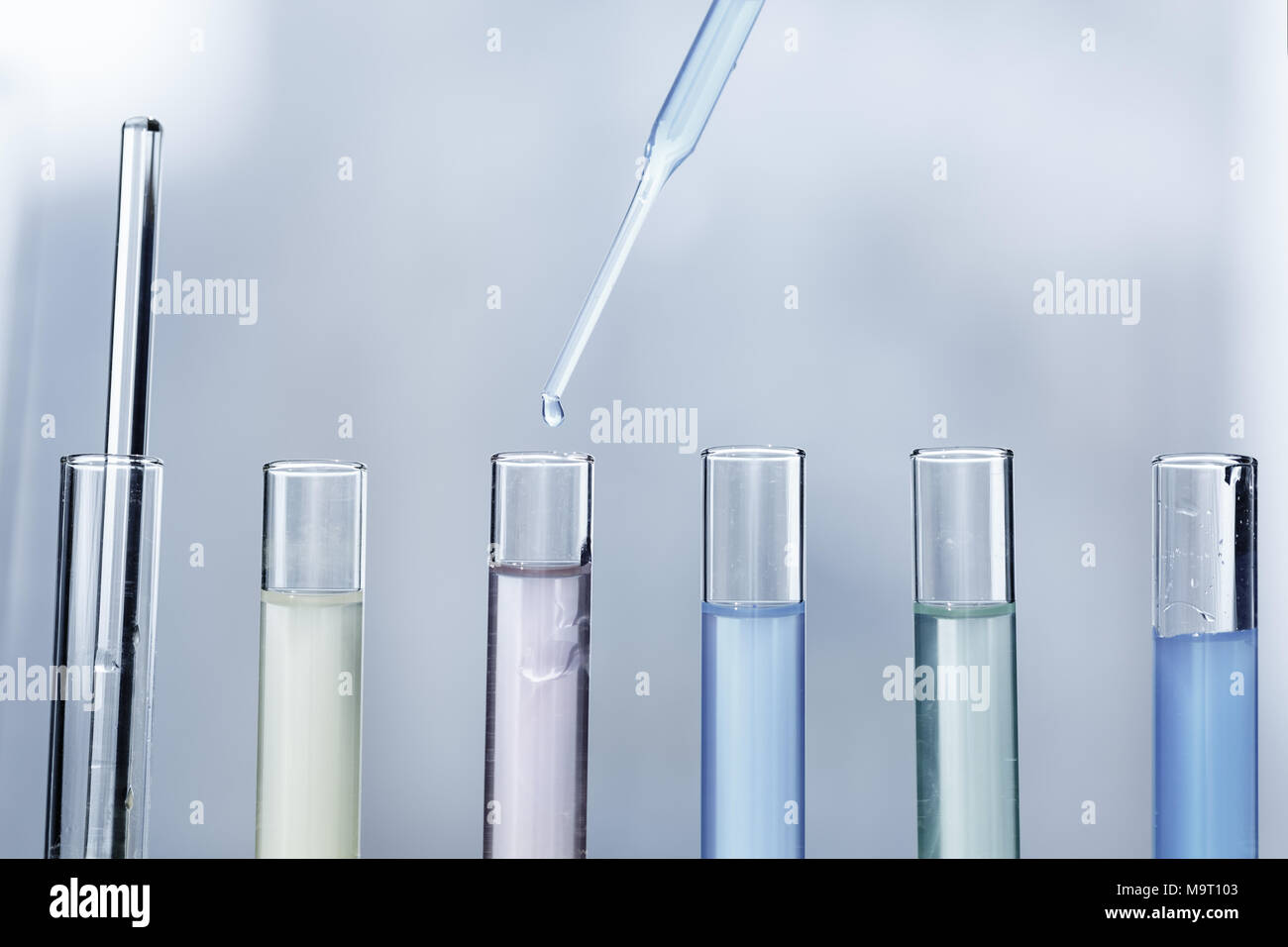 Various colors of reagents in vitro, biochemical experiments Stock ...