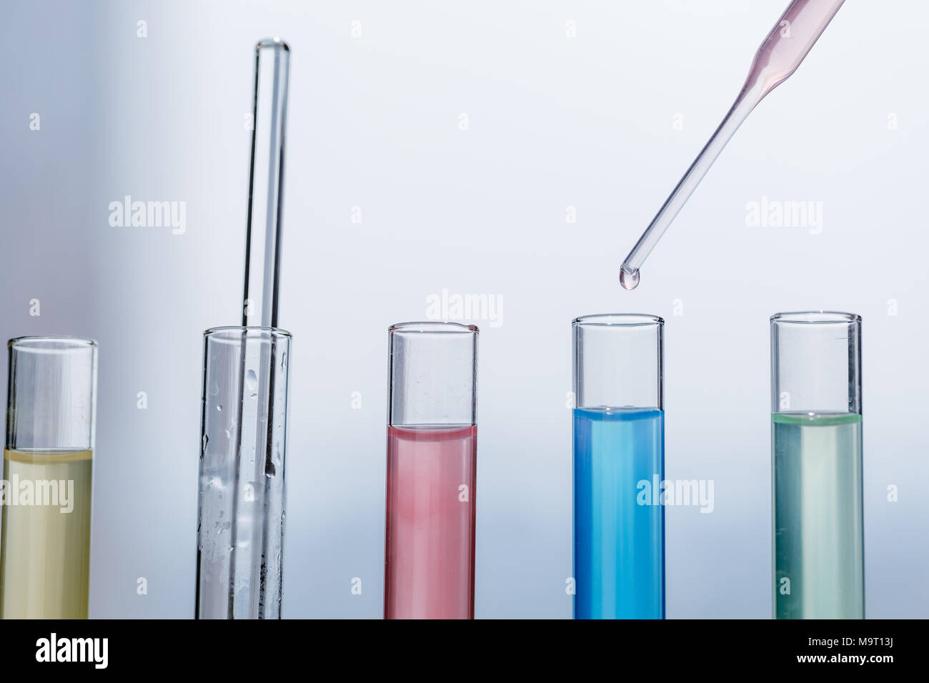 Various colors of reagents in vitro, biochemical experiments Stock ...