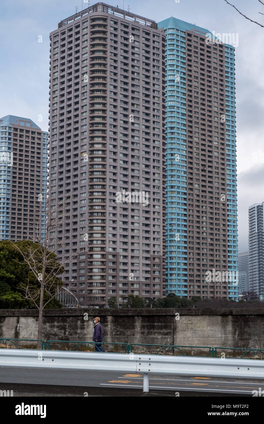 High rise buildings containing residential and office space in Tokyo ...