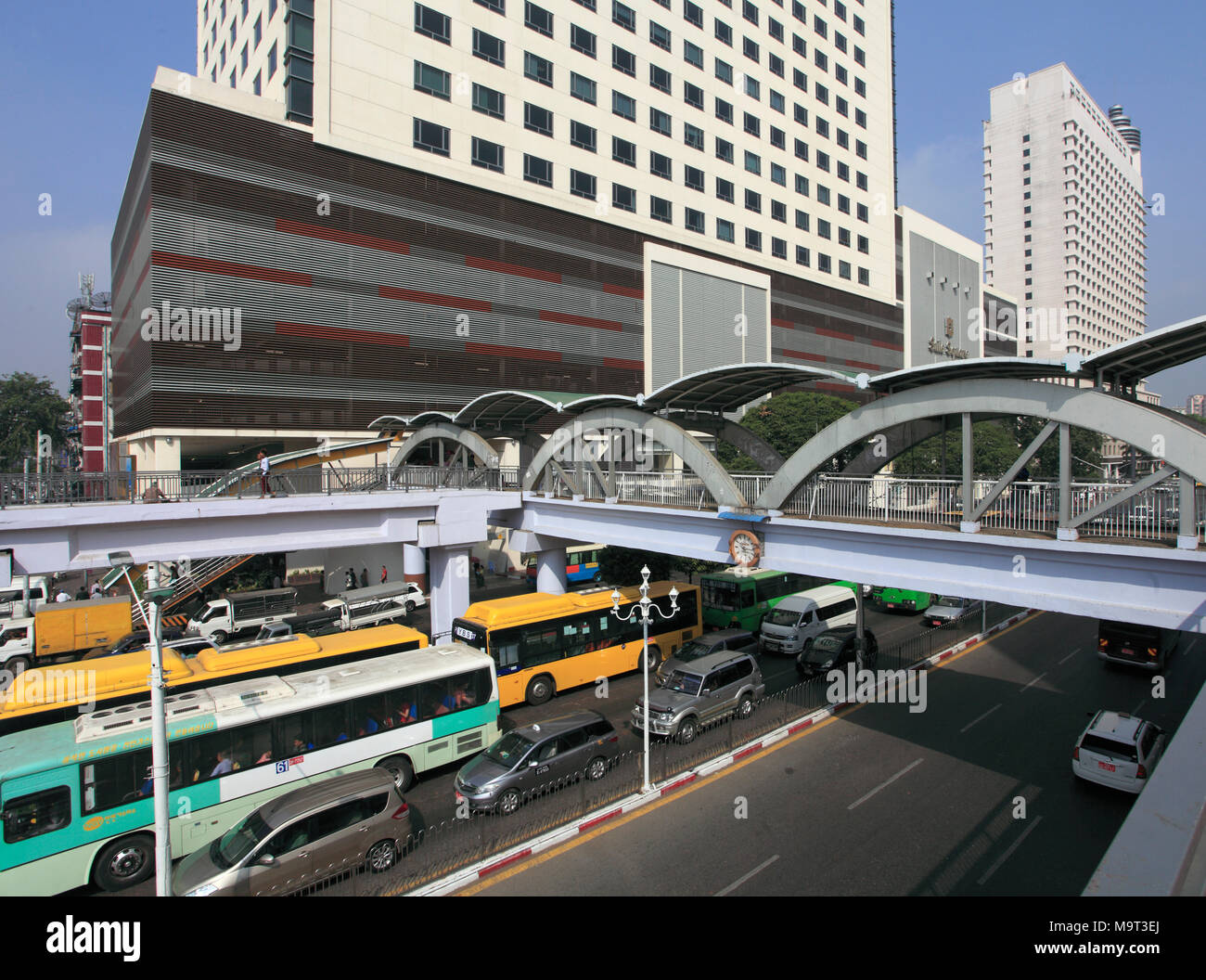 Myanmar, Yangon, Sule Square, skyscraper, modern architecture Stock ...