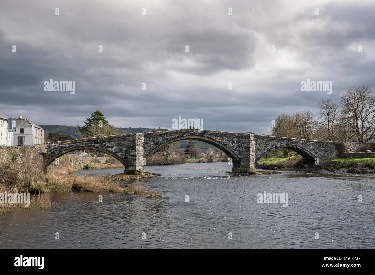 Pont Fawr, A Narrow three arch stone bridge in the Welsh town of ...
