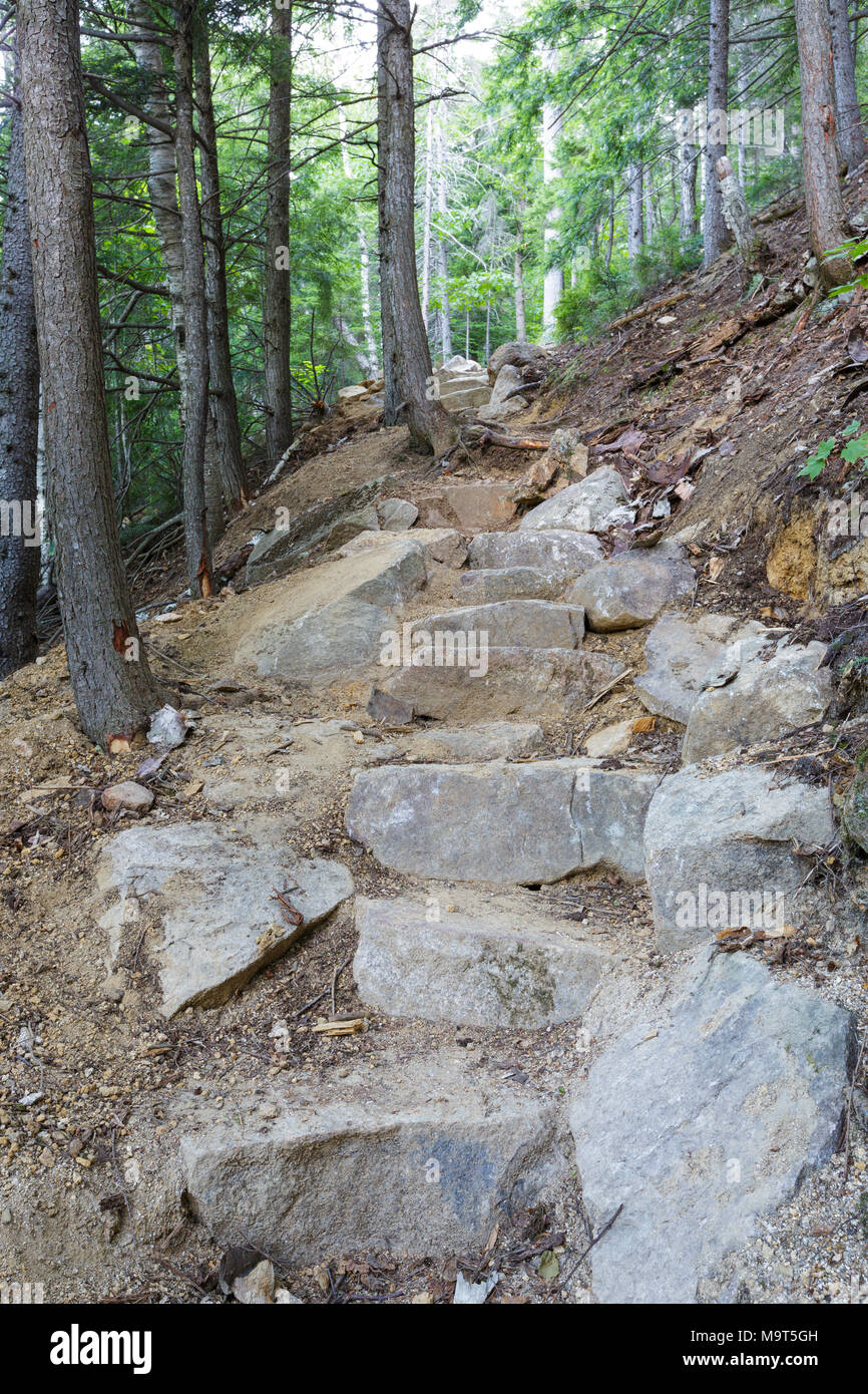 Newly built stone Staircase along the Davis Path in the White Mountains ...