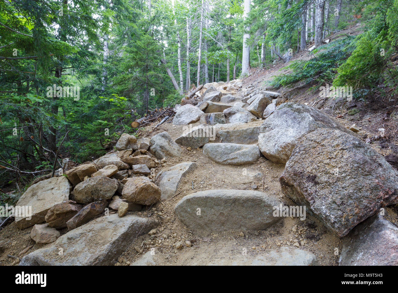 Newly built stone Staircase along the Davis Path in the White Mountains ...