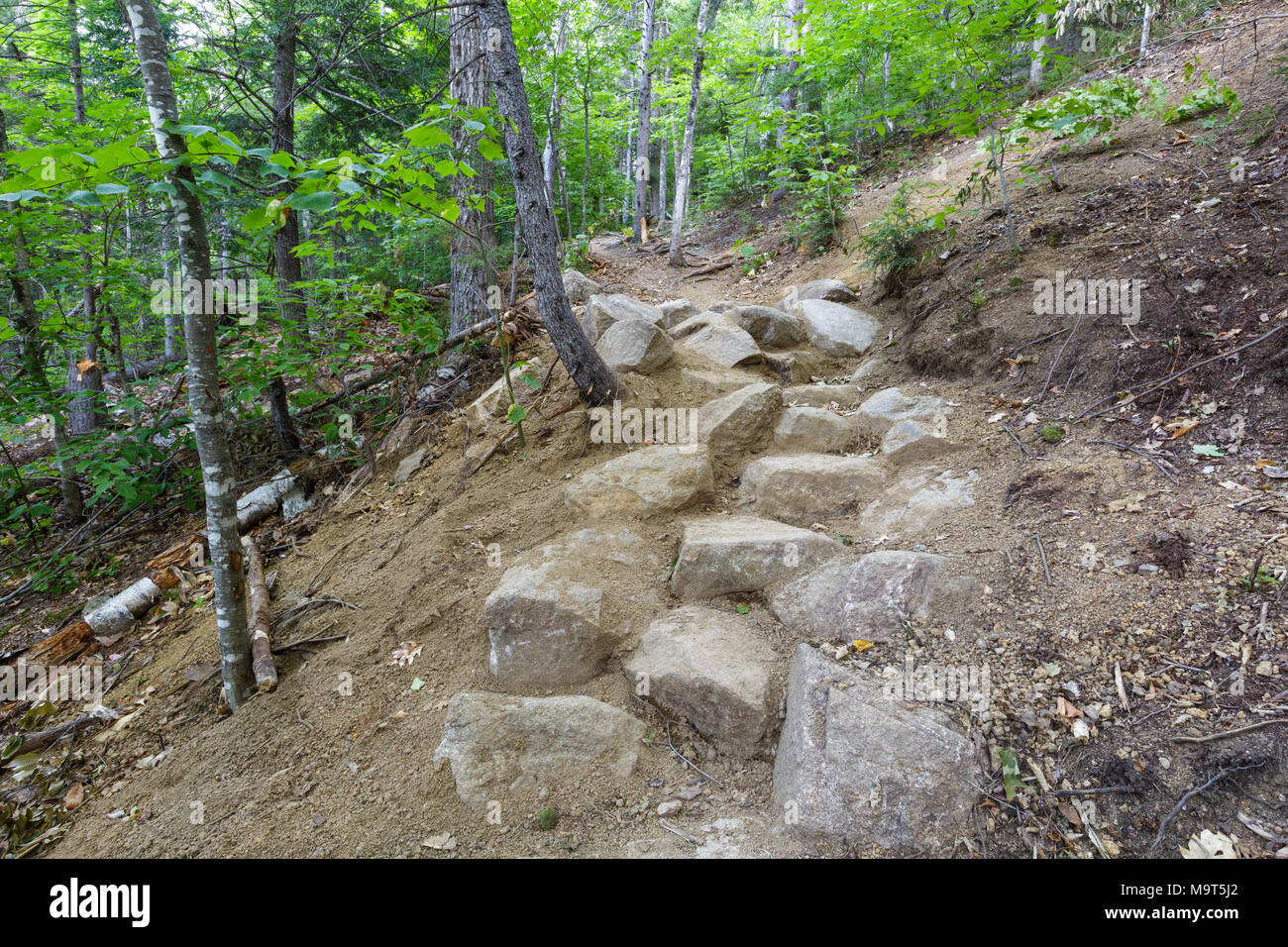 Newly built stone Staircase along the Davis Path in the White Mountains ...