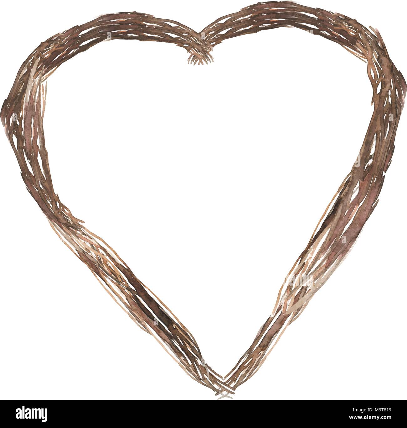 The isolated vector brown heart shape plant wedding decoration Stock ...