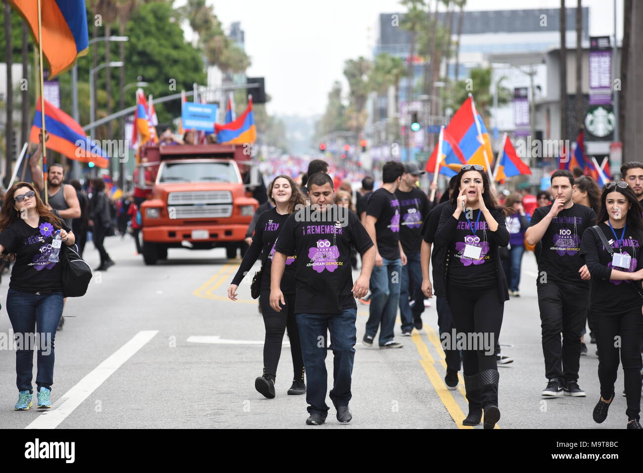 LOS ANGELES - APRIL 24: Armenian Community March. Thousands of people ...