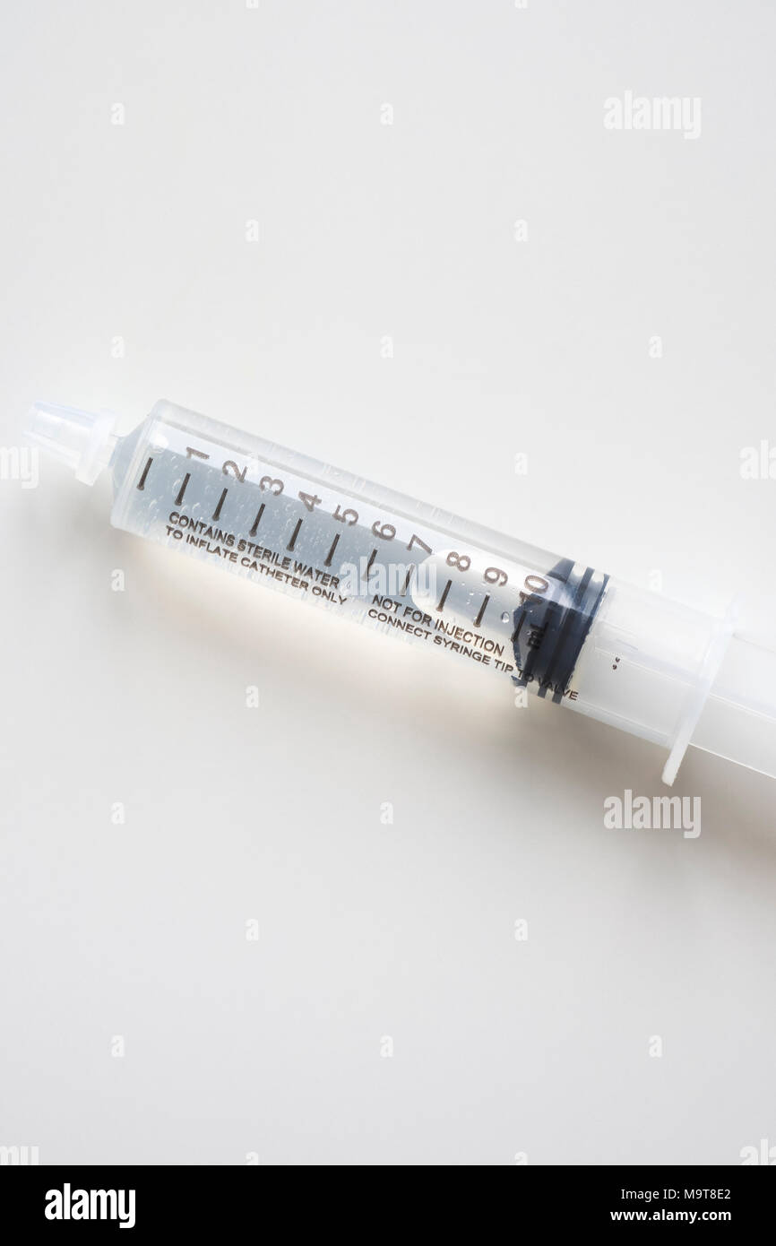 Syringe containing sterile water for catheter use Stock Photo - Alamy
