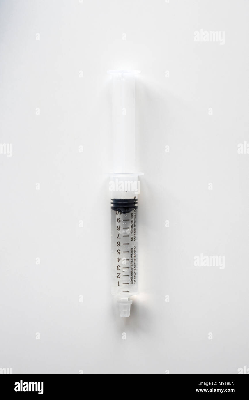 Syringe containing sterile water for catheter use Stock Photo - Alamy