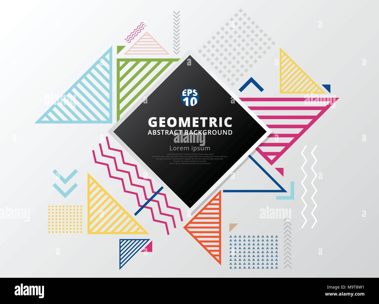 Abstract colorful lines, wavy, arrow, squares, triangles geometric ...