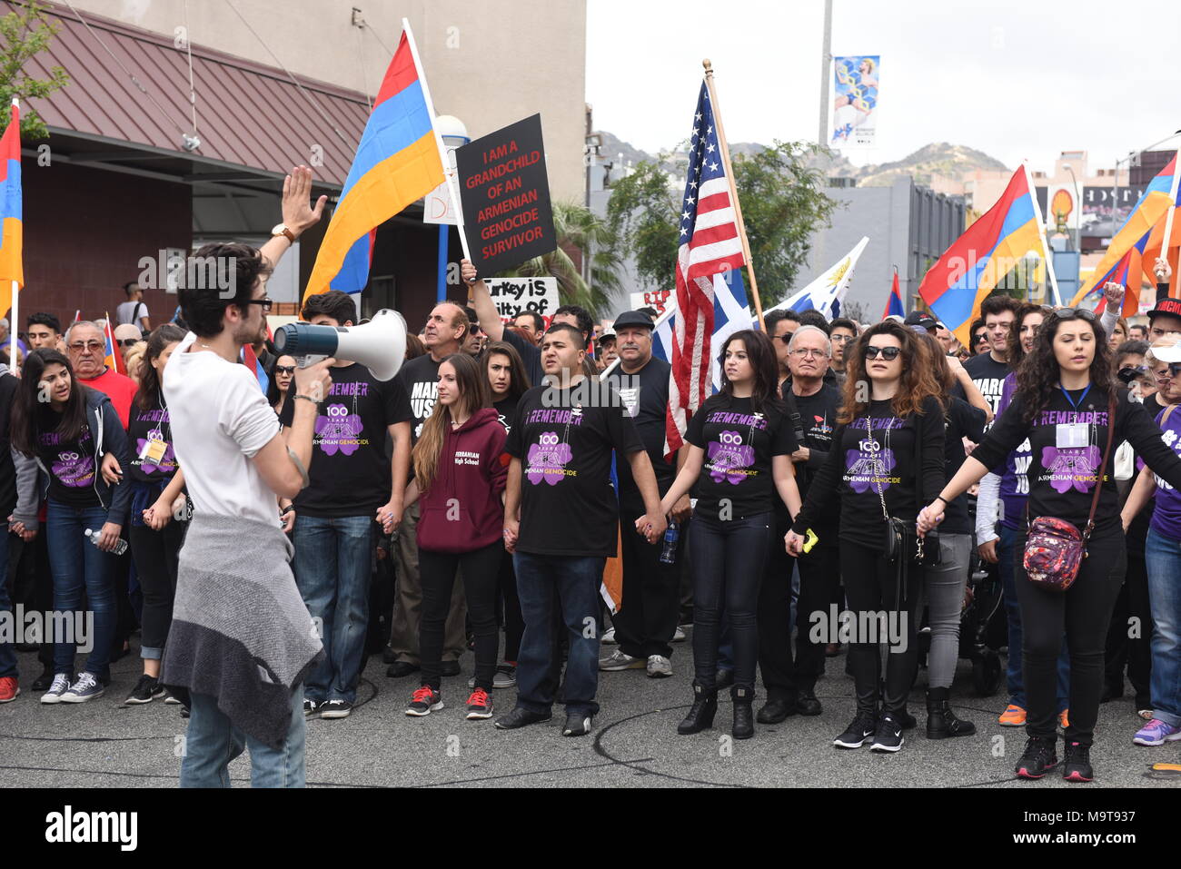 LOS ANGELES - APRIL 24: Armenian Community March. Thousands of people ...
