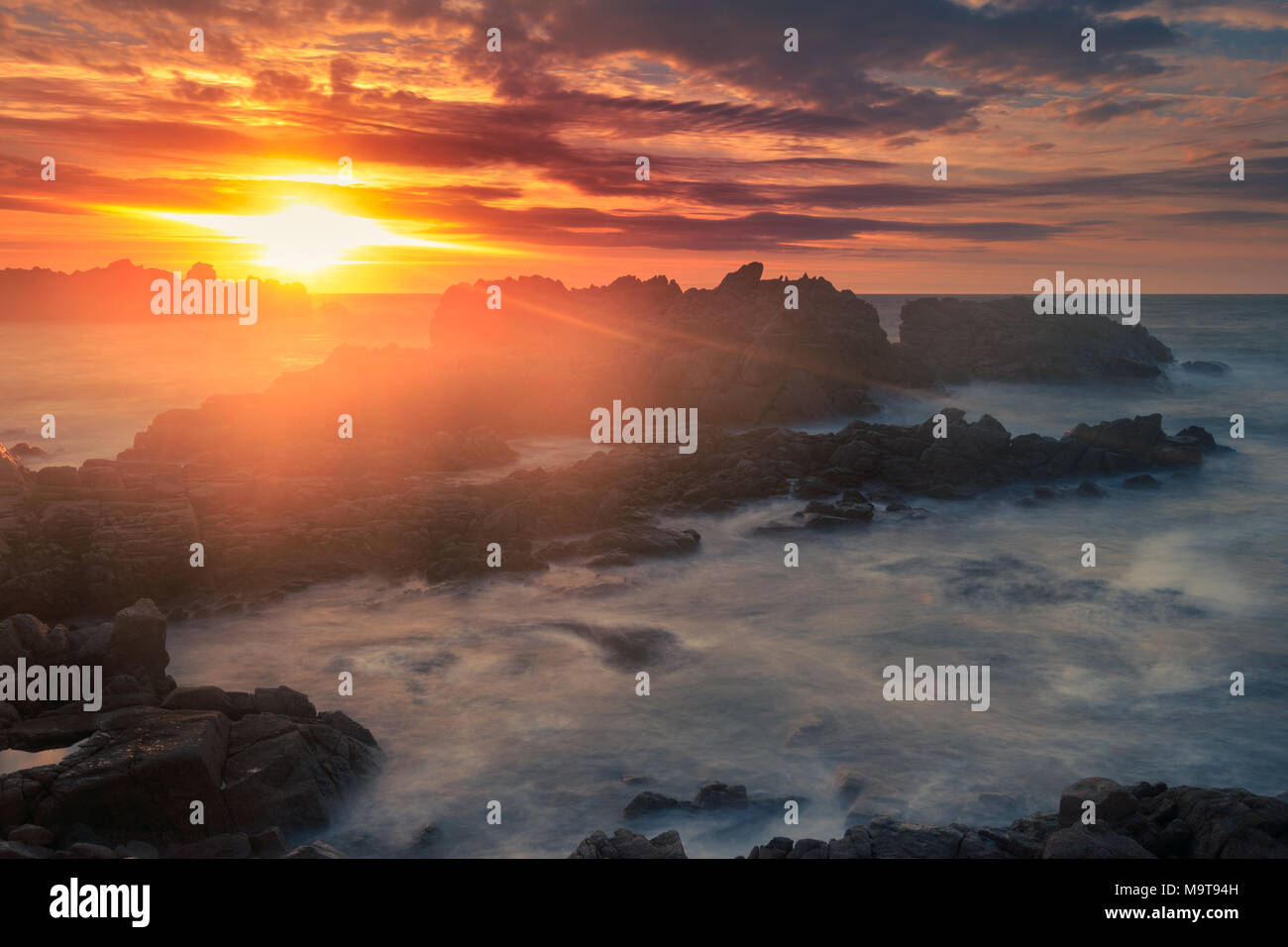Sunset over Cobo bay, in Guernsey Channel islands Stock Photo - Alamy