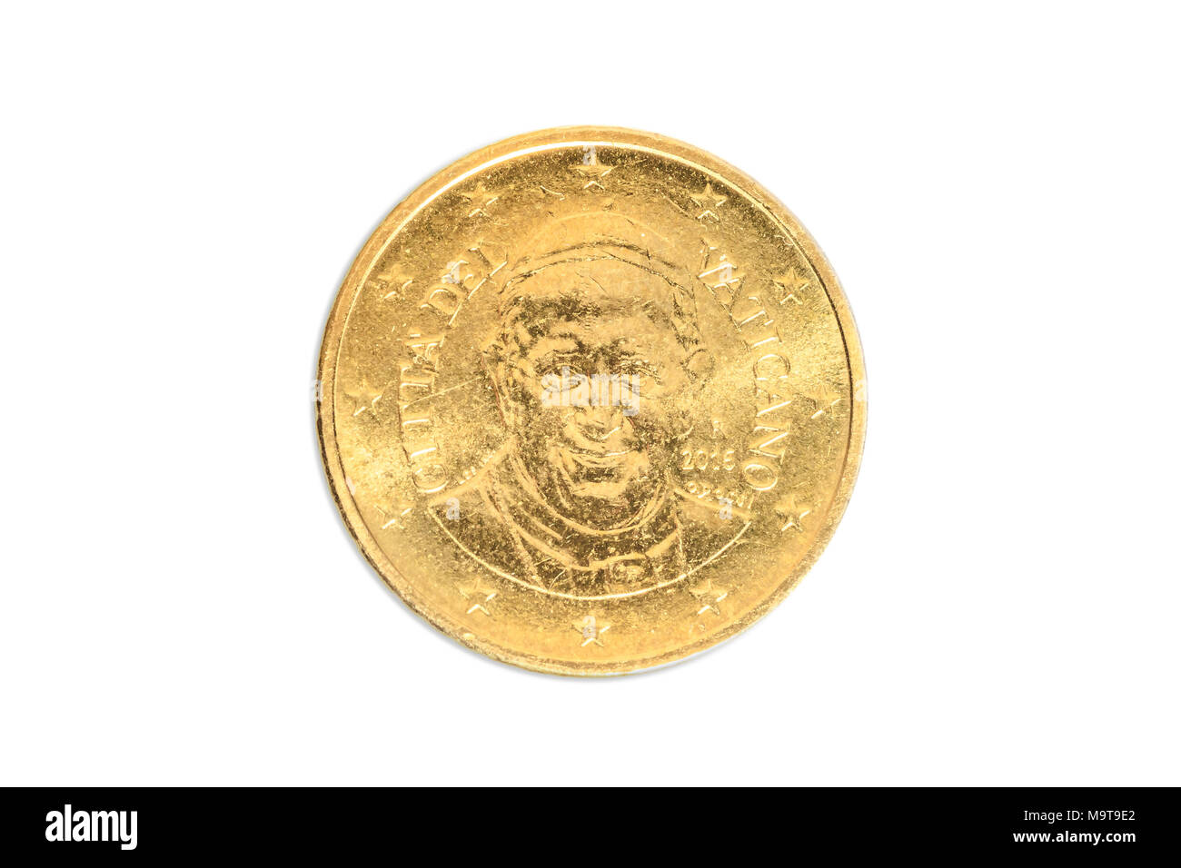 Vatican coin of 50 cents of euro close-up of Vatican City state in ...