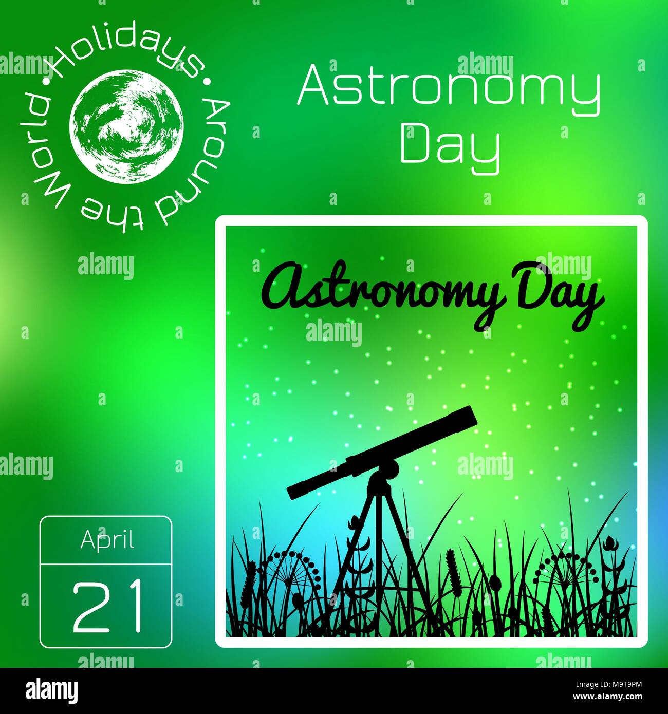 Calendar. Holidays Around the World. Event of each day. Green blur ...