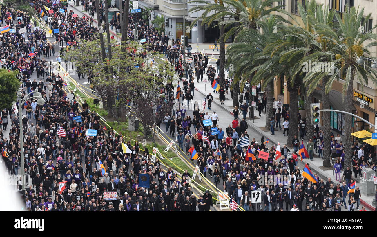 LOS ANGELES - APRIL 24: Armenian Community March. Thousands of people ...