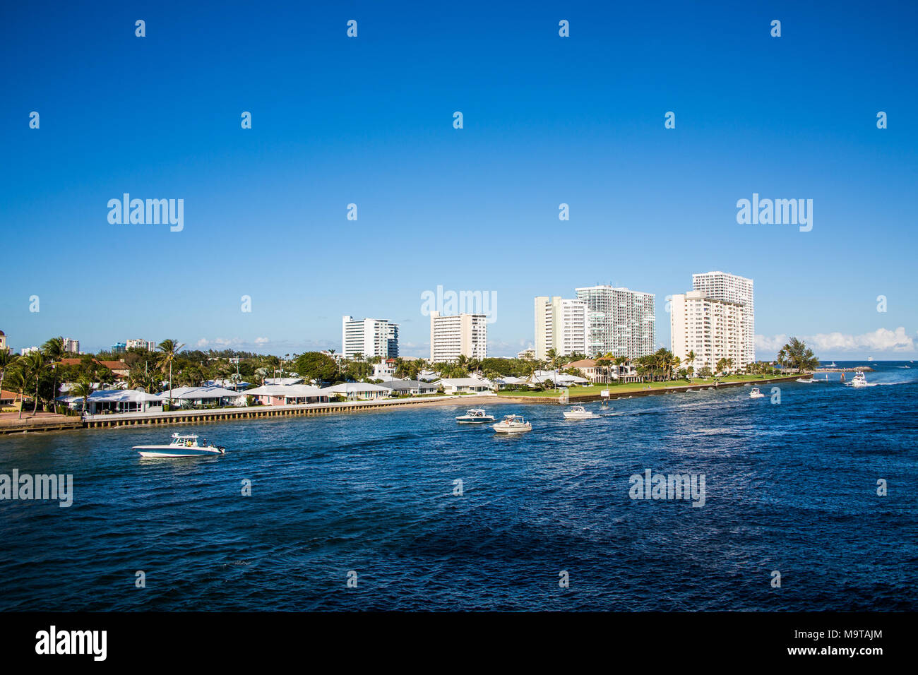 Shipping Channel in Fort Lauderdale Leaving Port Everglades Stock Photo ...