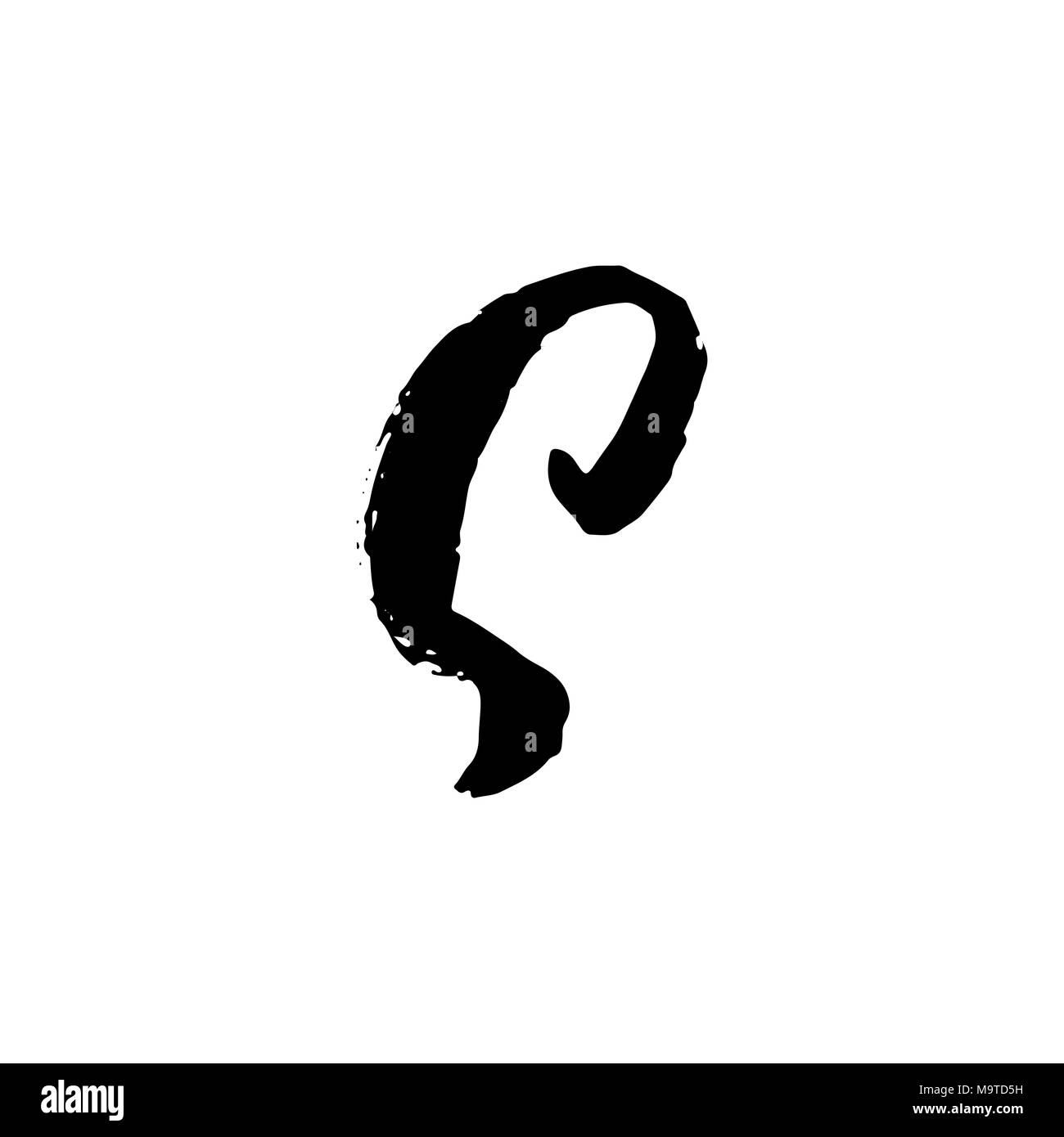 Letter S. Handwritten by dry brush. Rough strokes textured font. Vector ...