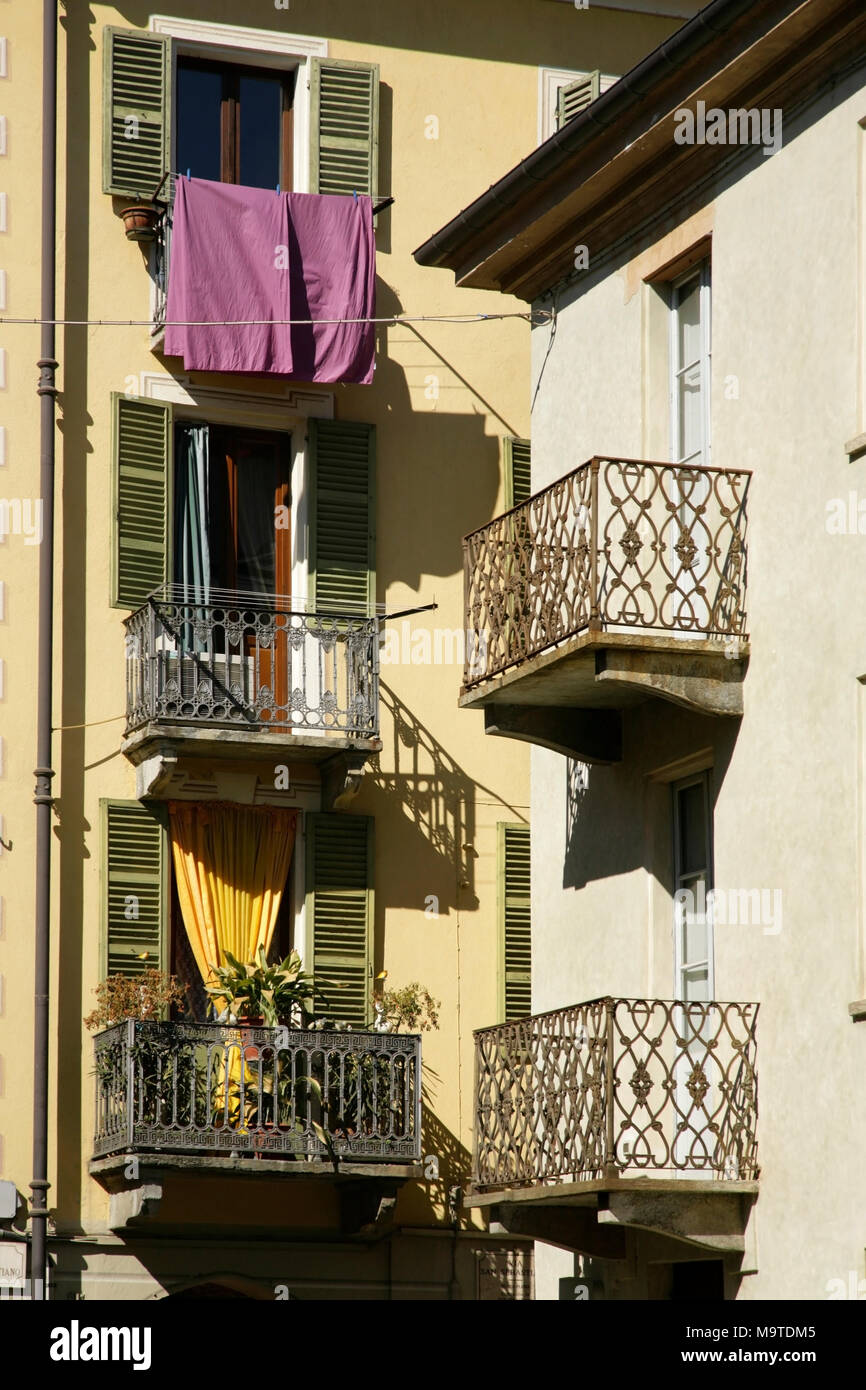 Apartment balconies, Cuneo, Italy Stock Photo - Alamy
