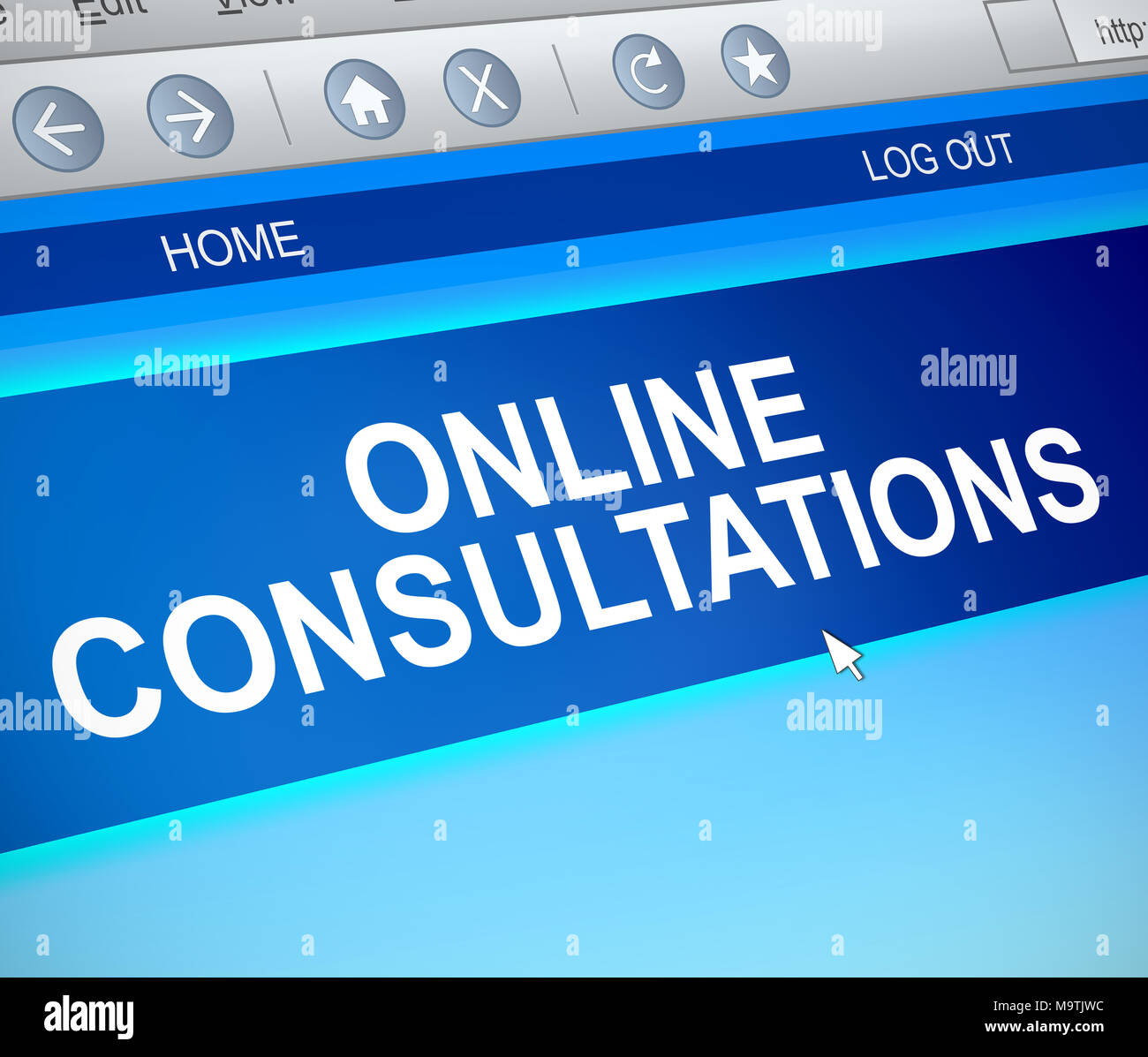 3d Illustration depicting a computer screen capture with an online ...