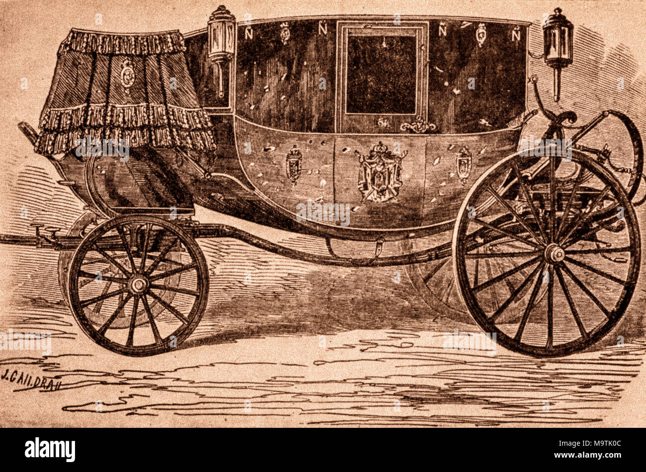 The Imperial Sedan of Napoleon III with the signs of the splinters from ...