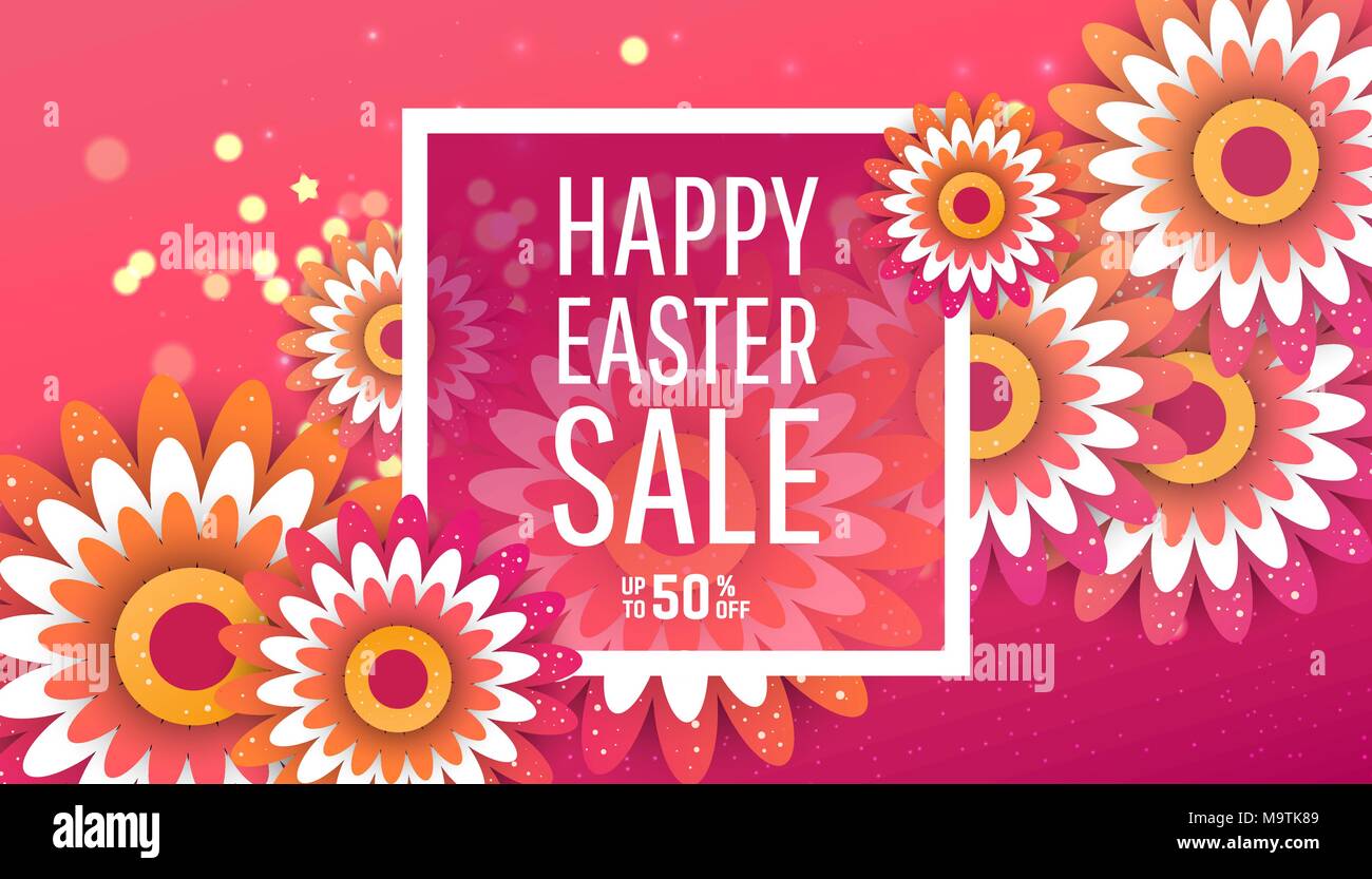 Easter sale banner background template with modern colorful spring ...