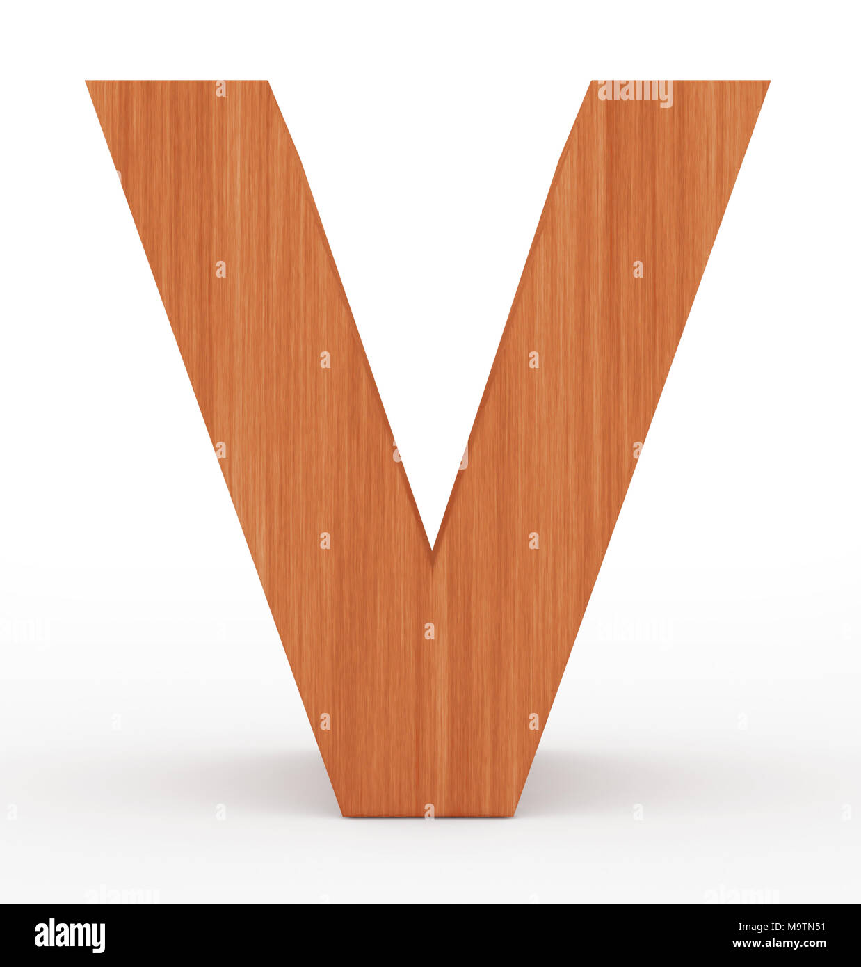 letter V 3d wooden isolated on white - 3d rendering Stock Photo - Alamy