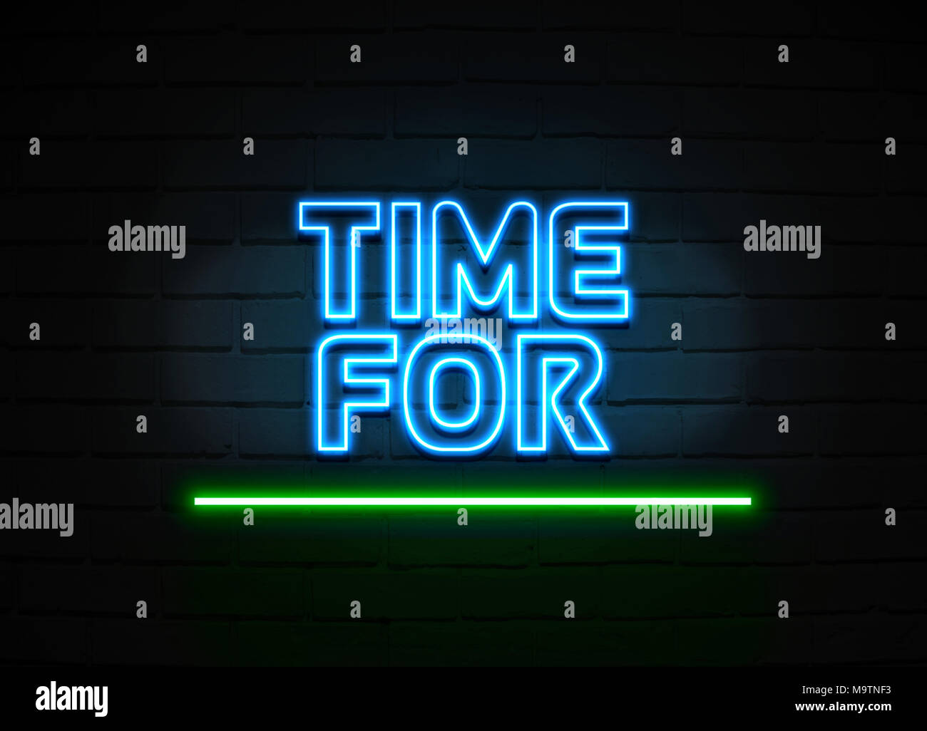 Time For Action neon sign - Glowing Neon Sign on brickwall wall - 3D ...