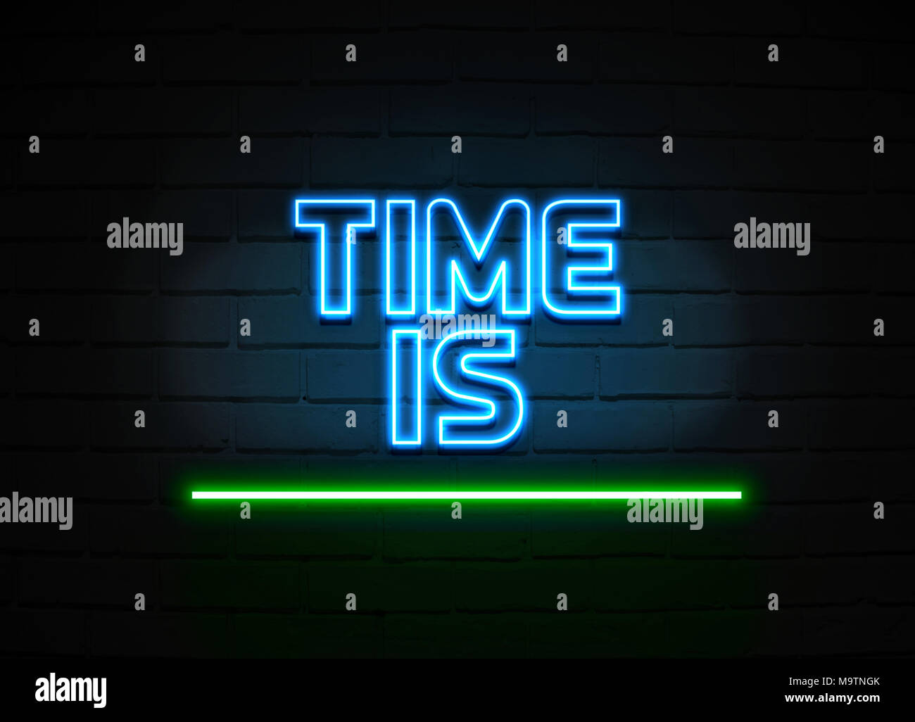 Time Is Now neon sign - Glowing Neon Sign on brickwall wall - 3D ...