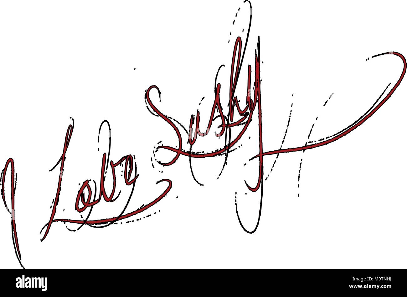 I Love Sushy Text sign illustration on white background Stock Vector ...