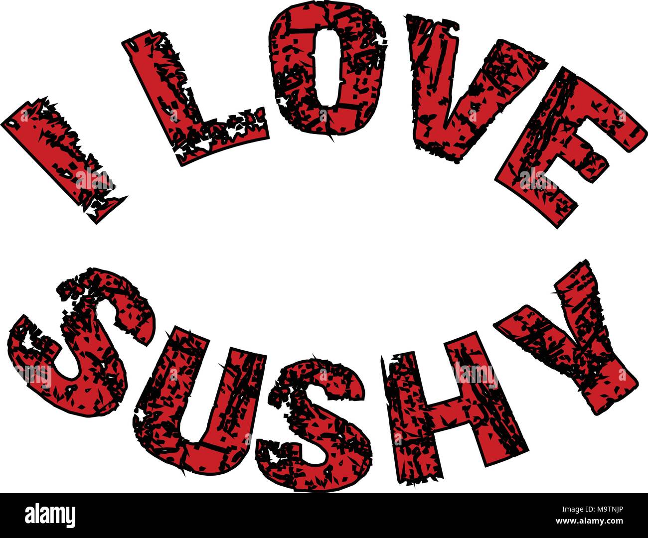I Love Sushy Text sign illustration on white background Stock Vector ...