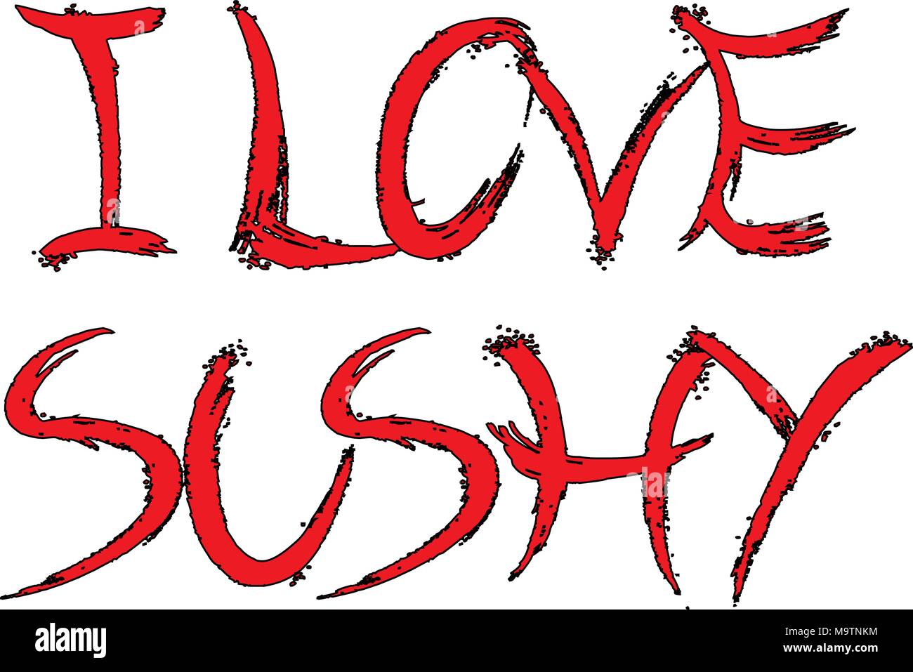 I Love Sushy Text sign illustration on white background Stock Vector ...