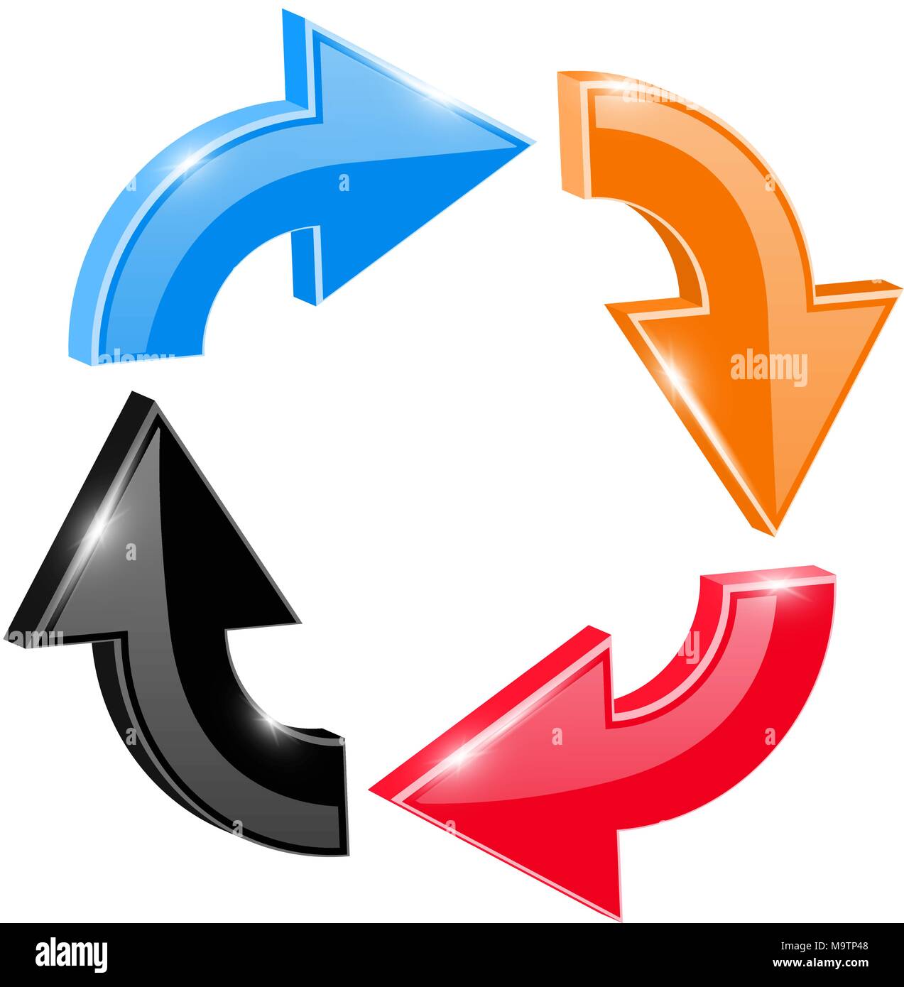 Colored 3d arrows in circular motion Stock Vector Image & Art - Alamy