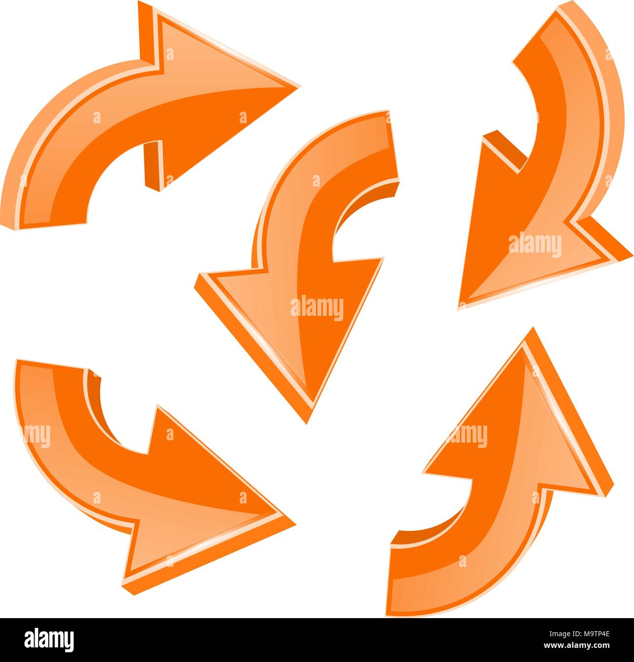 Orange turning arrows. 3d shiny icons set Stock Vector Image & Art - Alamy