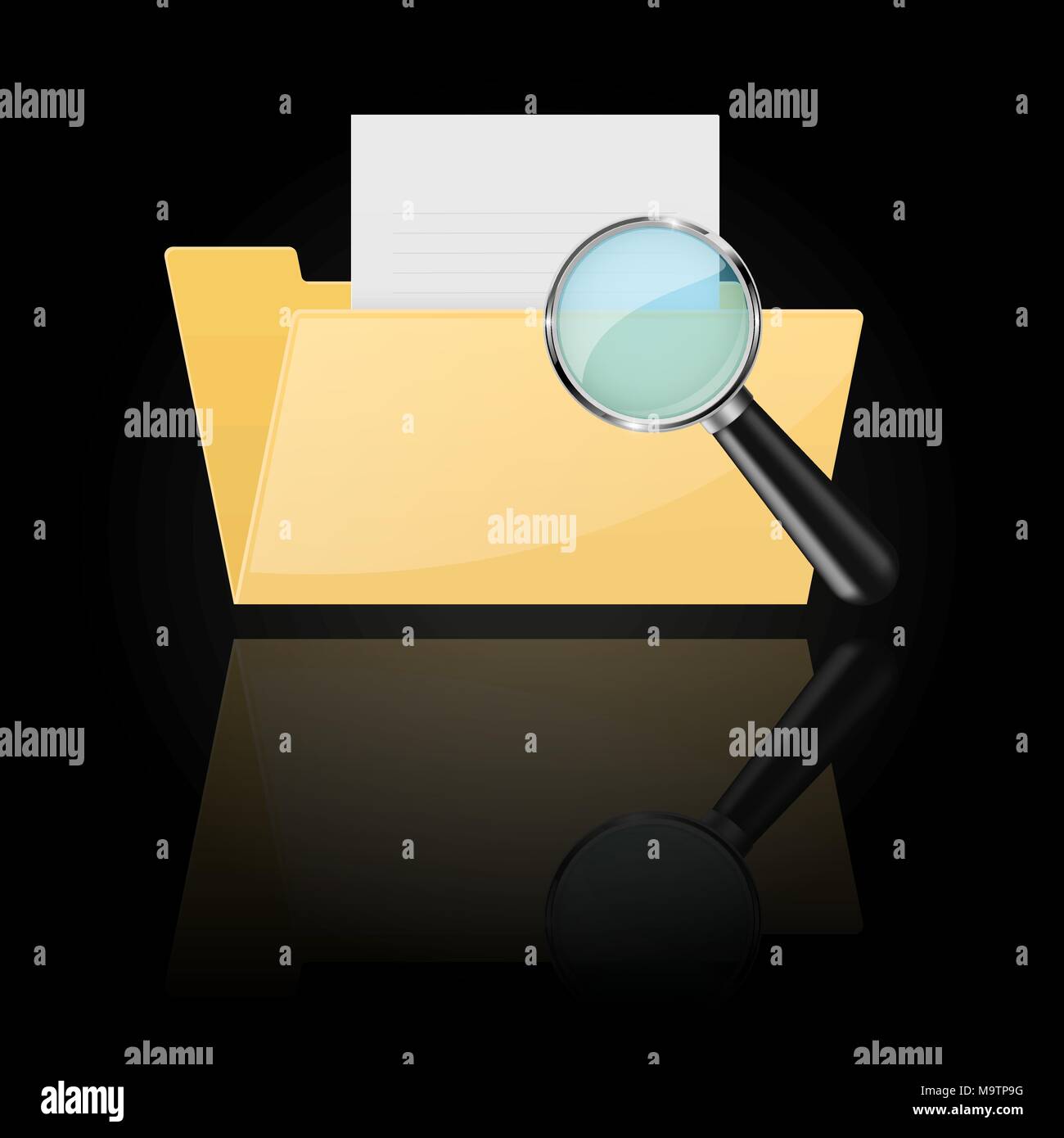 Browse folder icon. Archive sign with magnifying glass Stock Vector ...