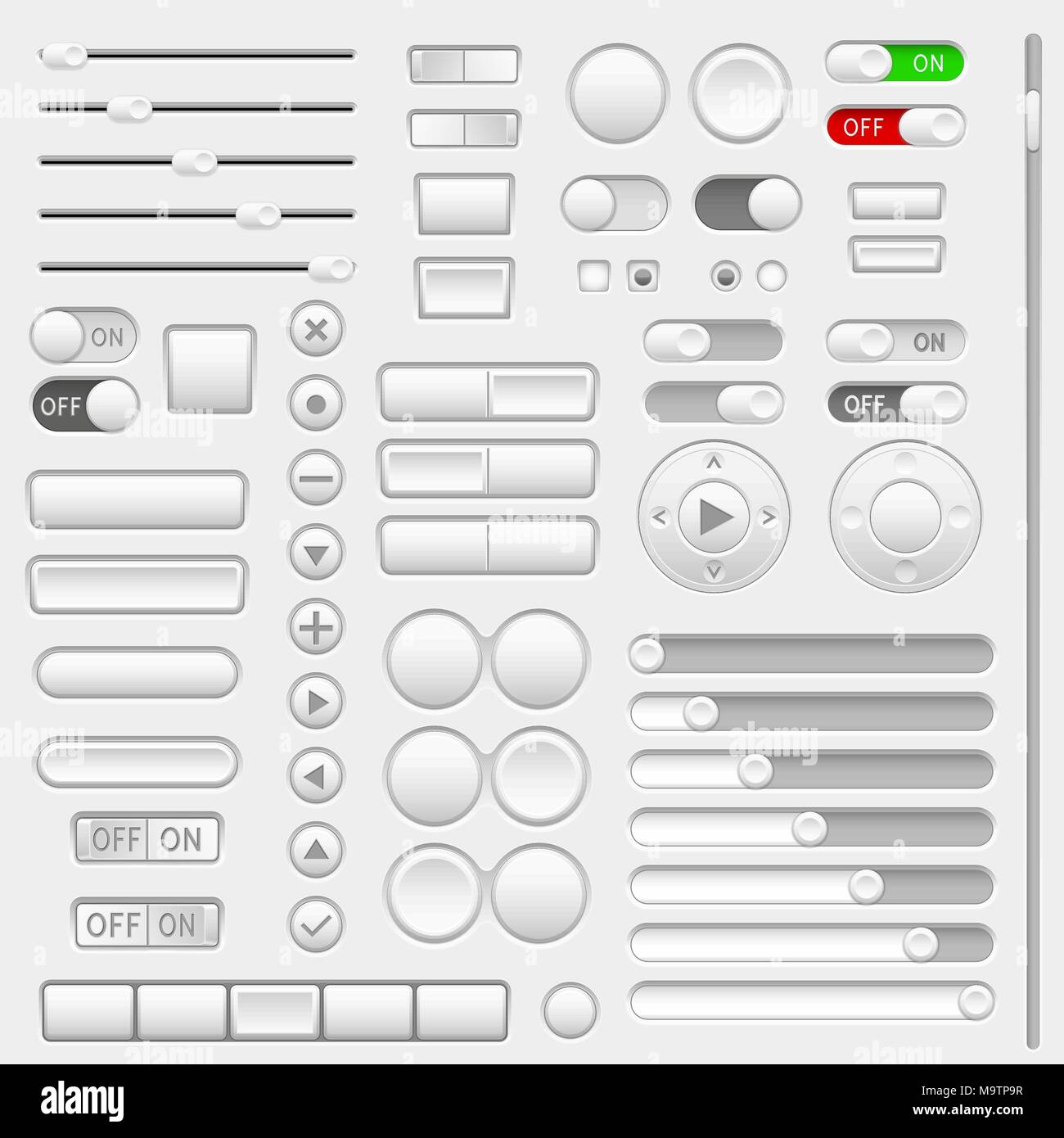 Set of interface navigation buttons, sliders, media buttons Stock ...