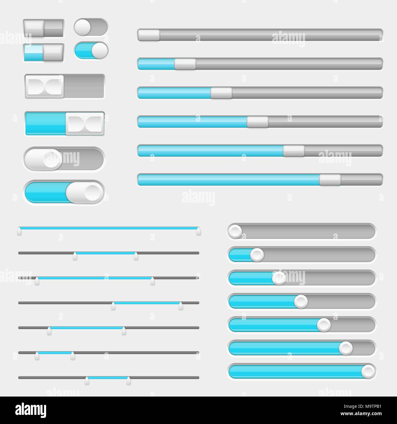 Set of gray and blue interface buttons, sliders Stock Vector Image ...